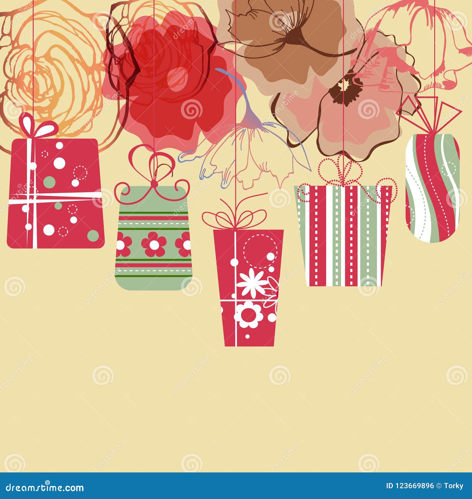 Hanging Gift Boxes Background Stock Vector - Illustration of element ...