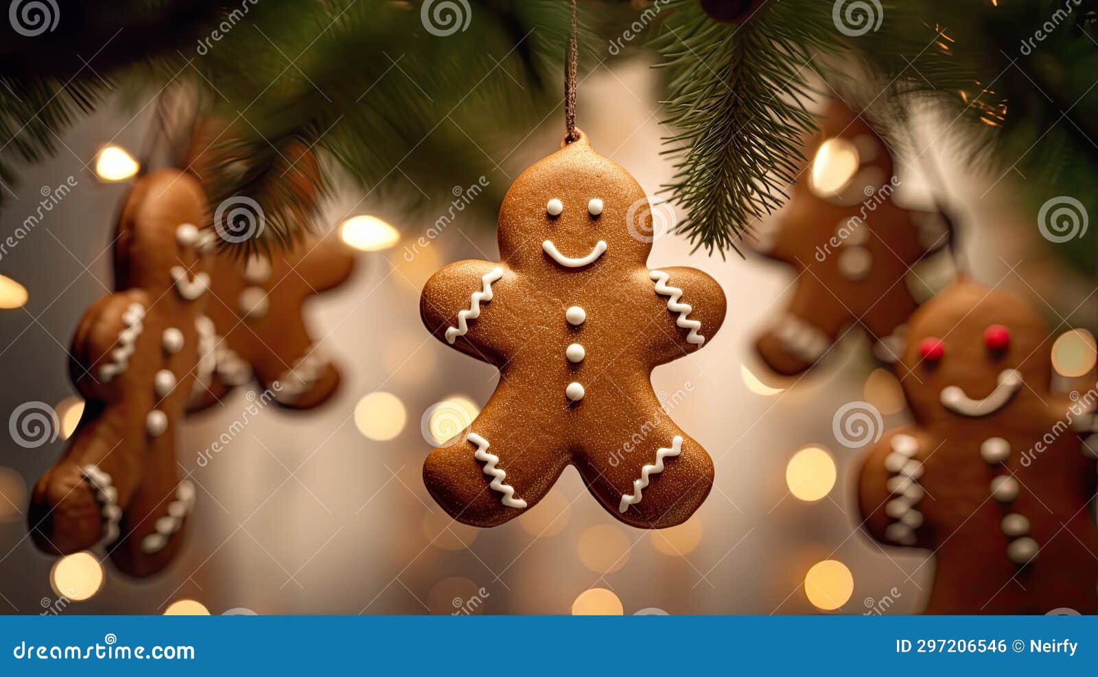 Hanging gingerbread man stock photo. Image of tree, snowflake - 297206546