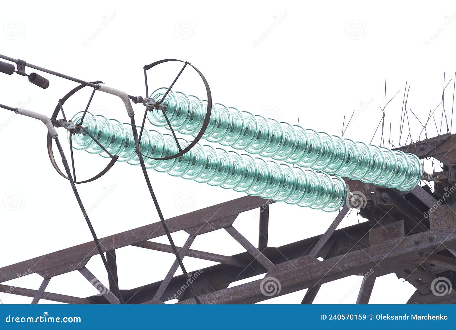 Hanging Glass Insulators for Power Lines Close-up Stock Image - Image ...