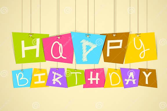 Hanging Happy Birthday stock vector. Illustration of group - 24670263