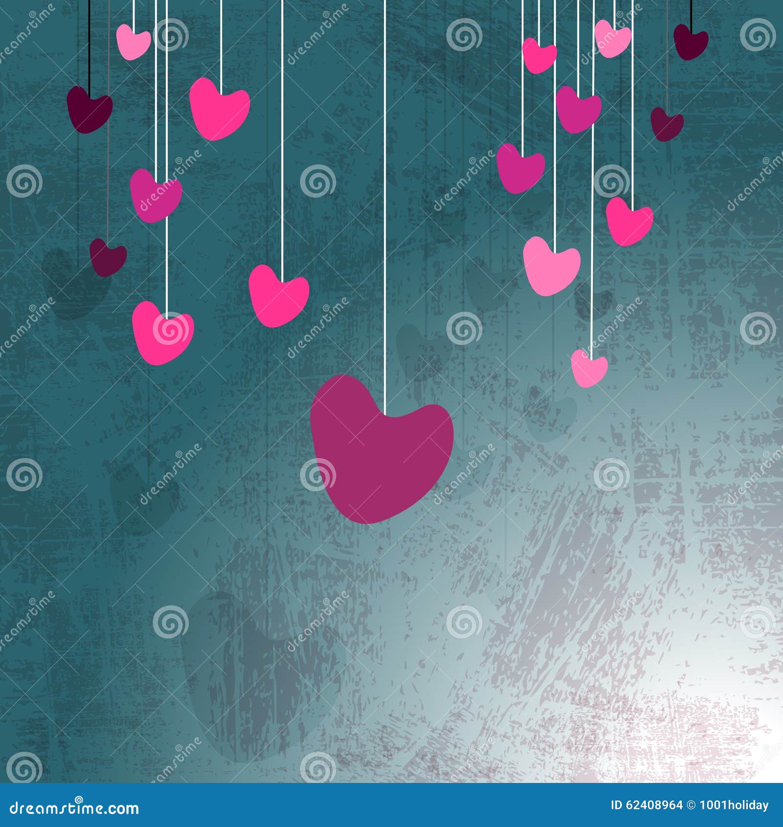 Hanging hearts on grunge stock vector. Illustration of banner - 62408964