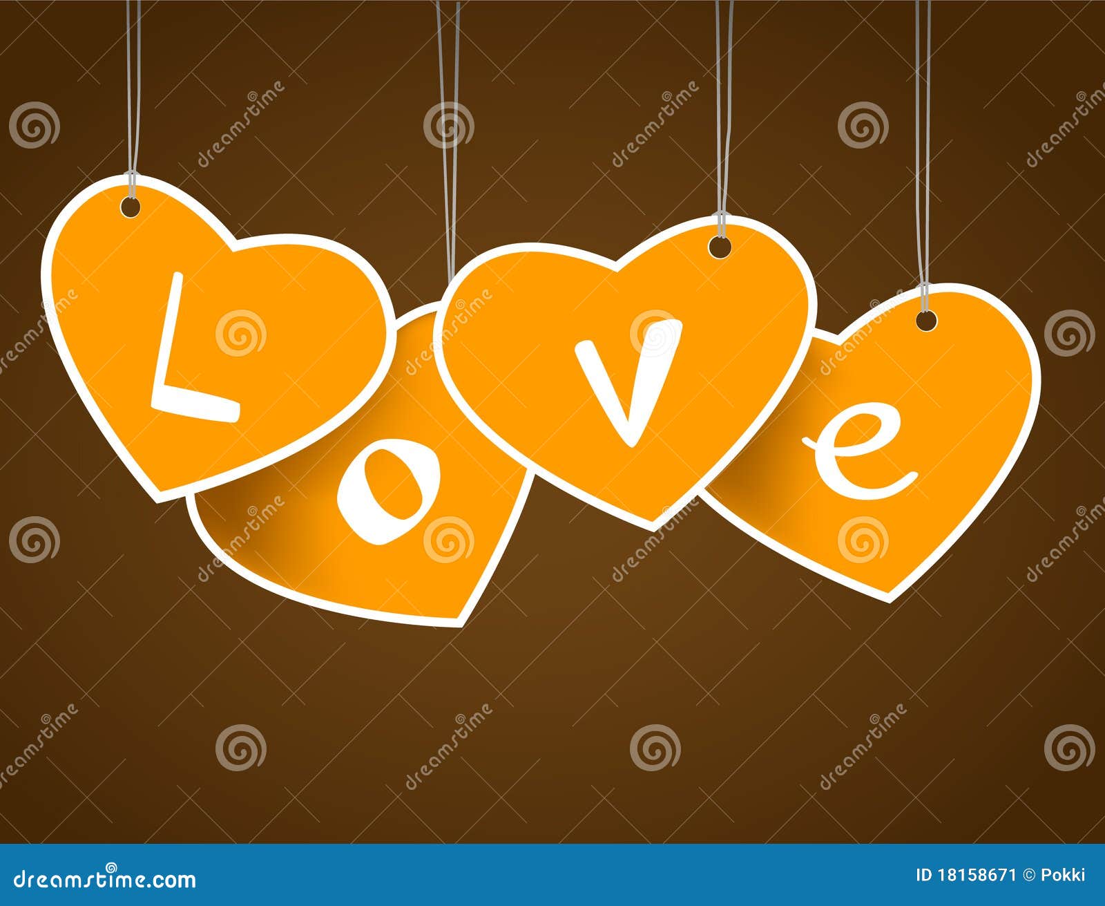 Hanging Hearts with Love Signature. Stock Vector - Illustration of ...