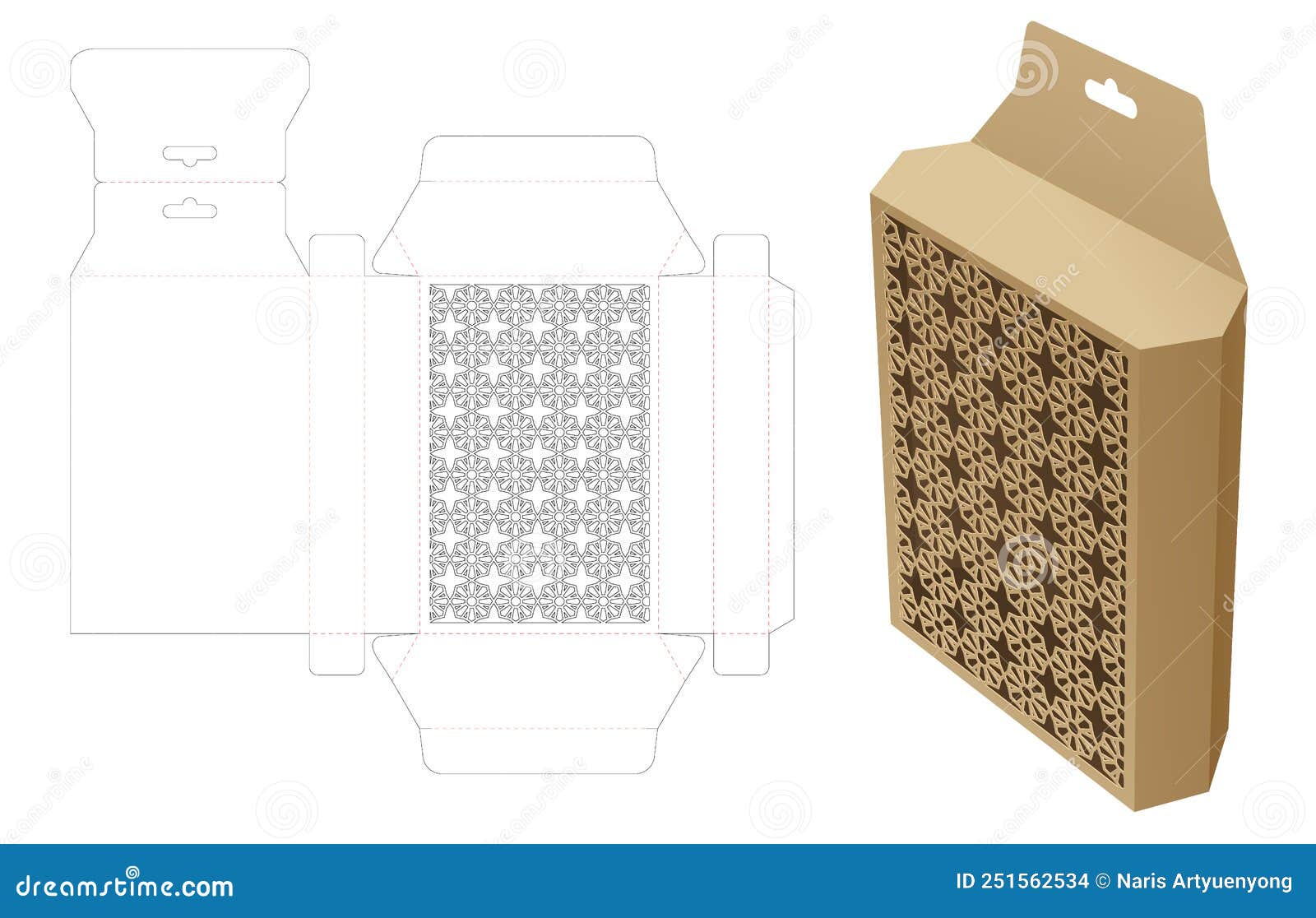 Hanging Hexagonal Box With Stenciled Arabic Pattern Die Cut Template ...
