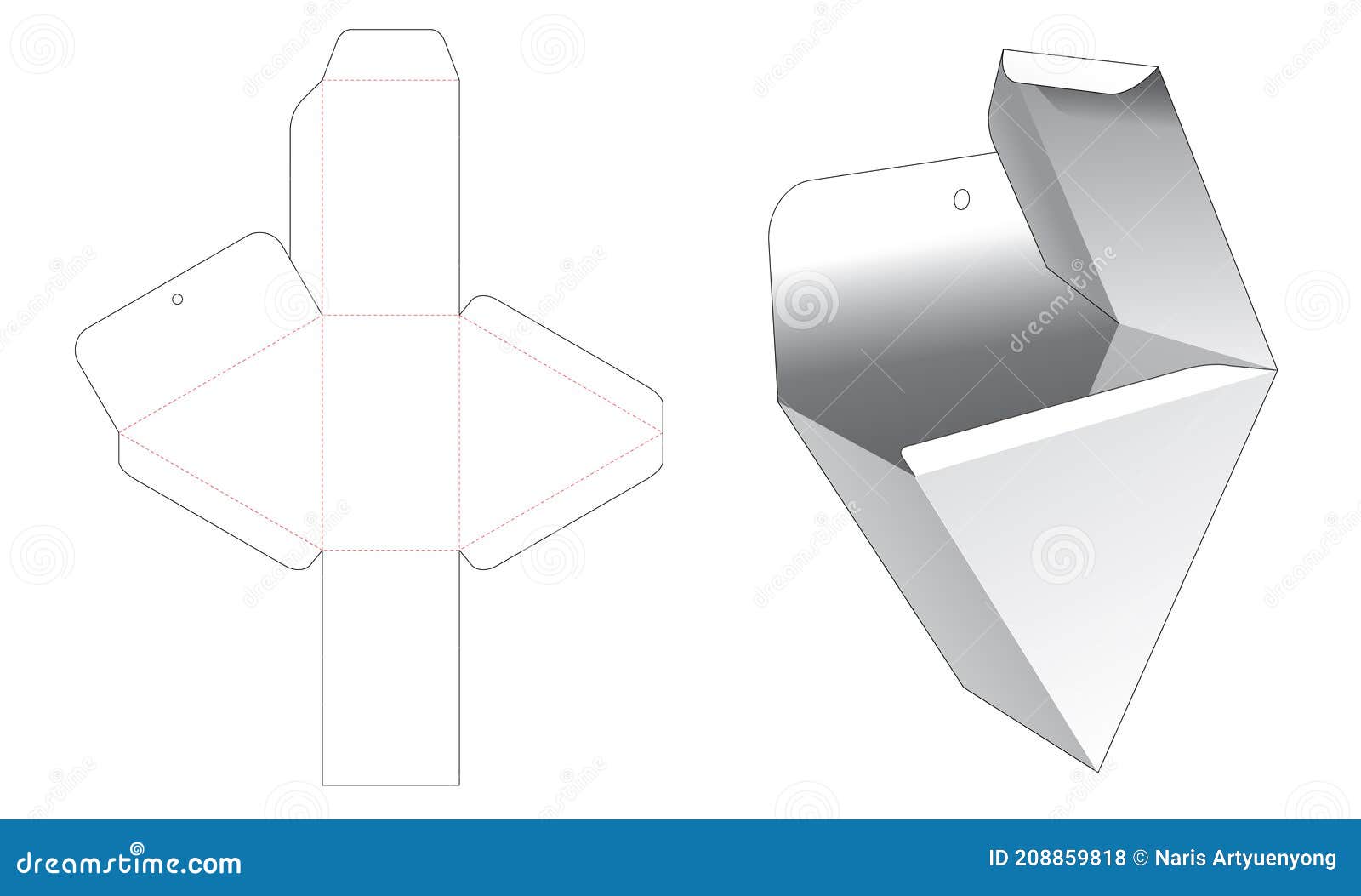 Hanging Hole Triangular Packaging Box Die Cut Template Stock Vector ...