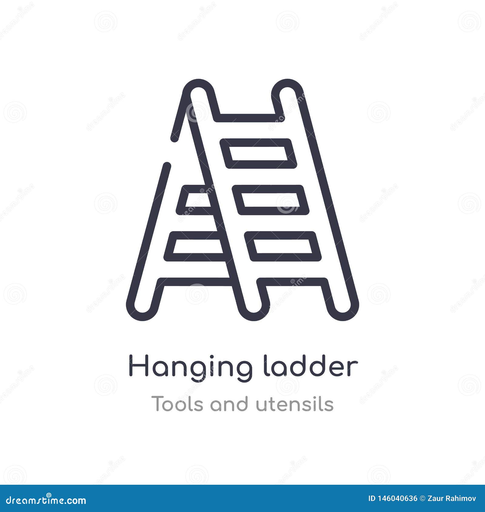 Hanging Ladder Outline Icon. Isolated Line Vector Illustration from ...
