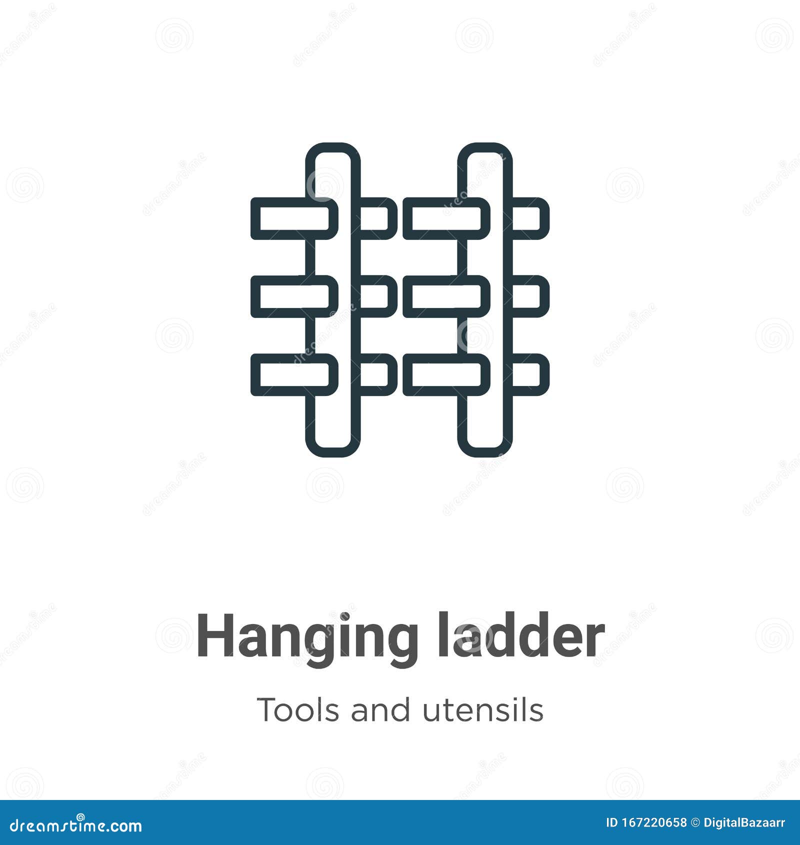 Hanging Ladder Outline Vector Icon. Thin Line Black Hanging Ladder Icon ...