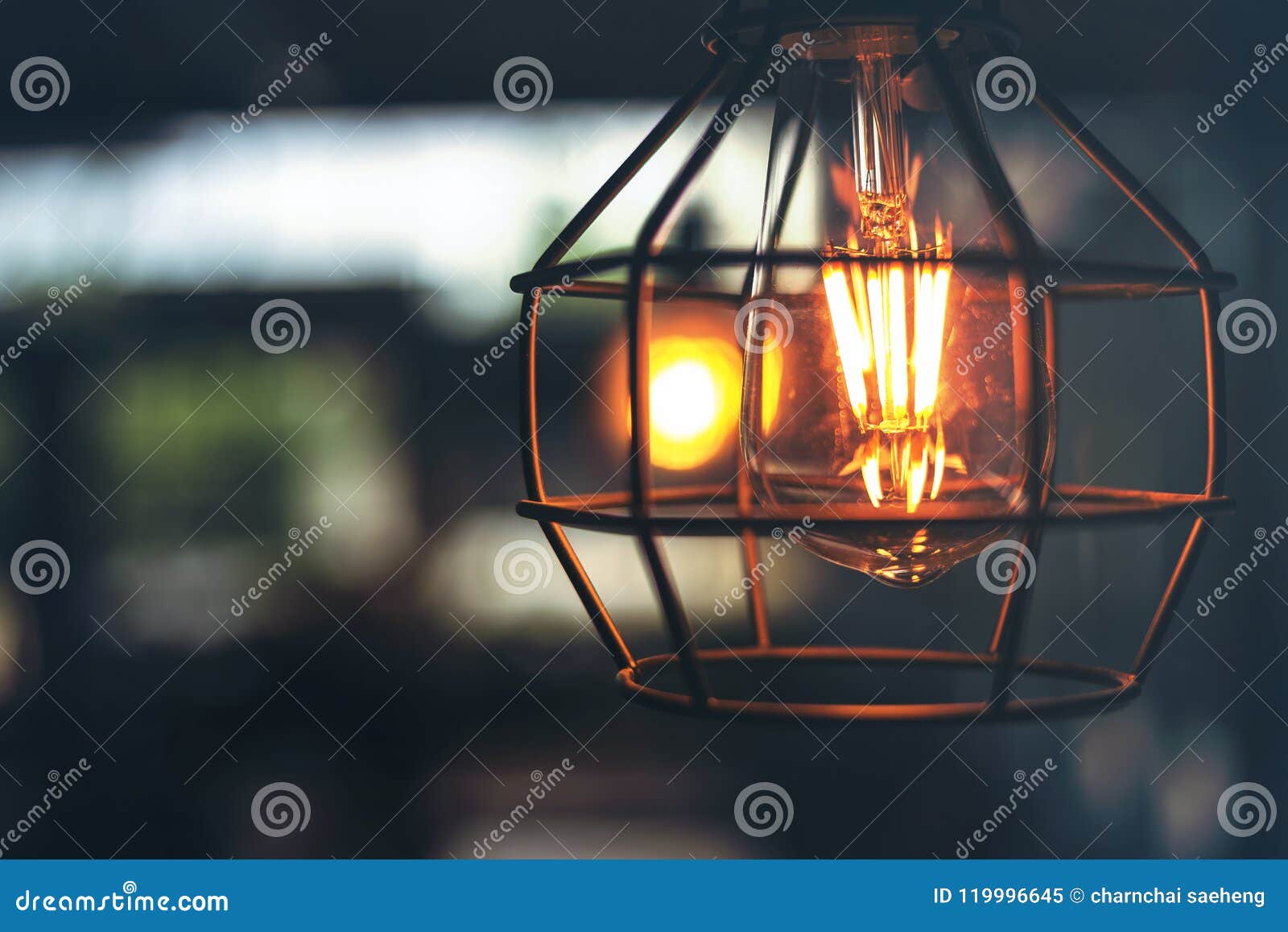 Hanging Lamp in the Room in Coffee Shop. Stock Image - Image of light ...