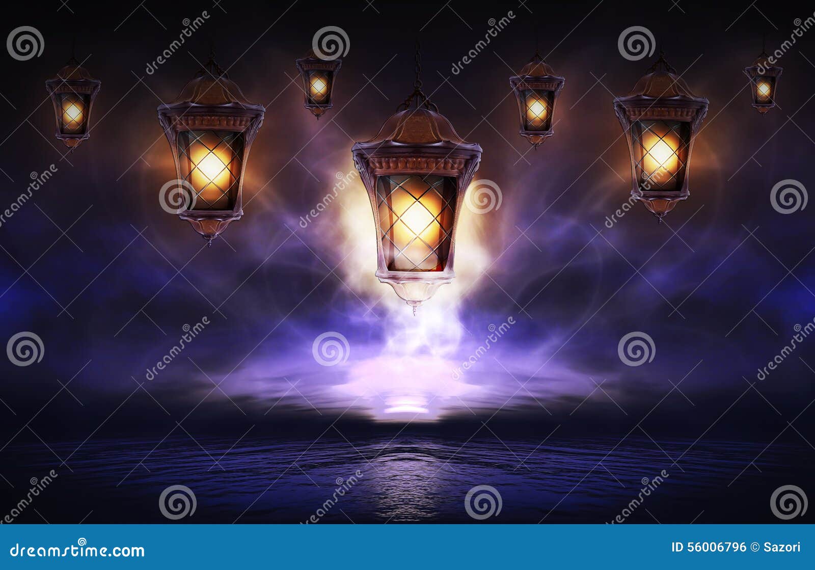 Hanging Lamp with Magic Abstract Background Stock Illustration ...
