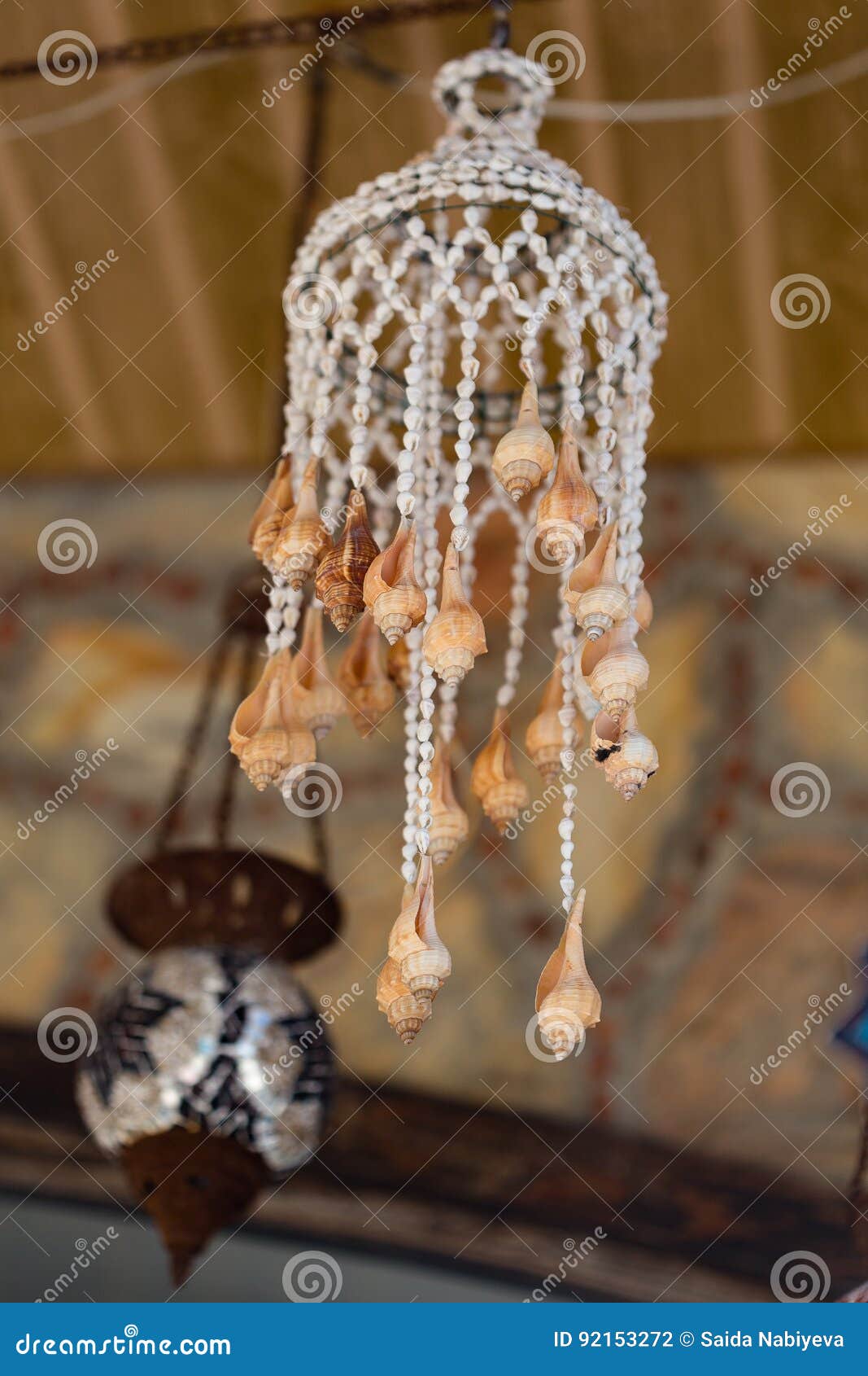 Hanging Lantern Made of Seashells Stock Photo - Image of closeup, bowl ...