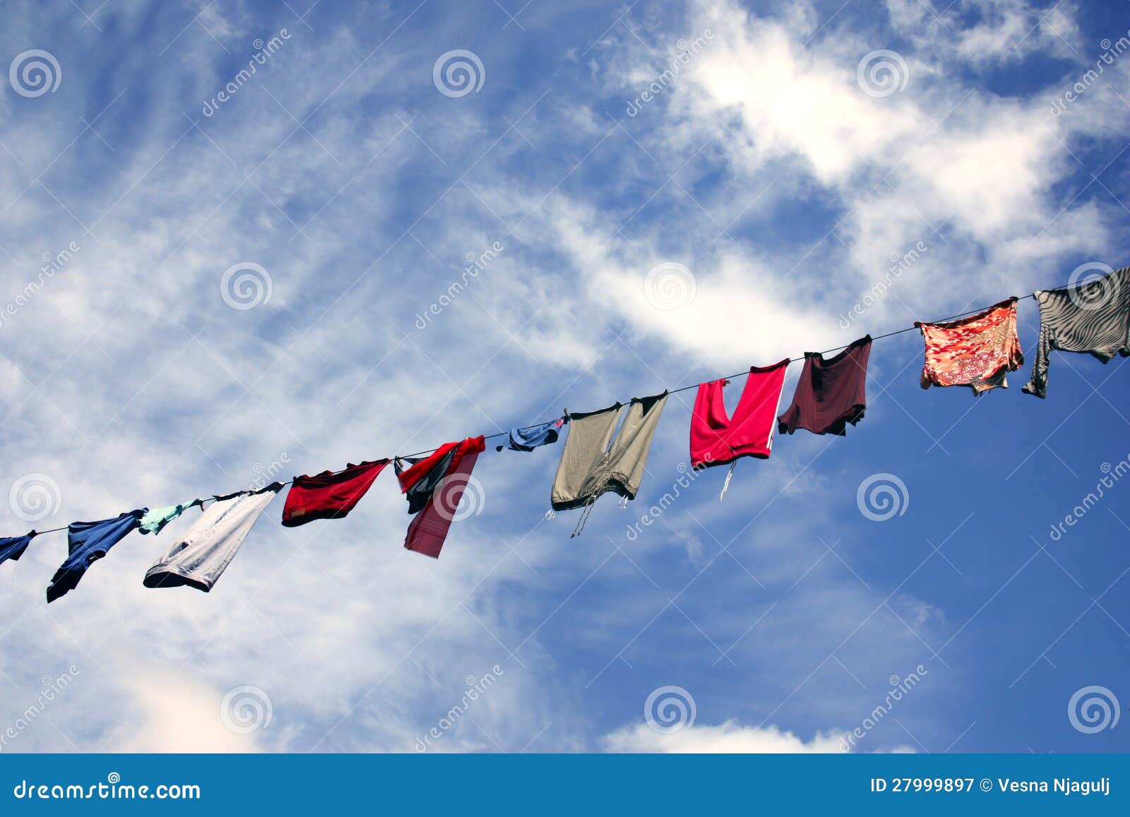 Hanging Laundry Against Beautiful Sky Stock Image - Image of clip ...