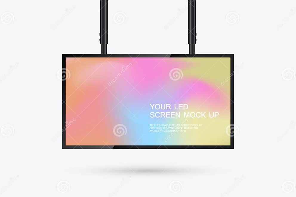 Hanging LED Screen Mockup in 3Ds of Realistic Screen Light Box. a 3Ds ...