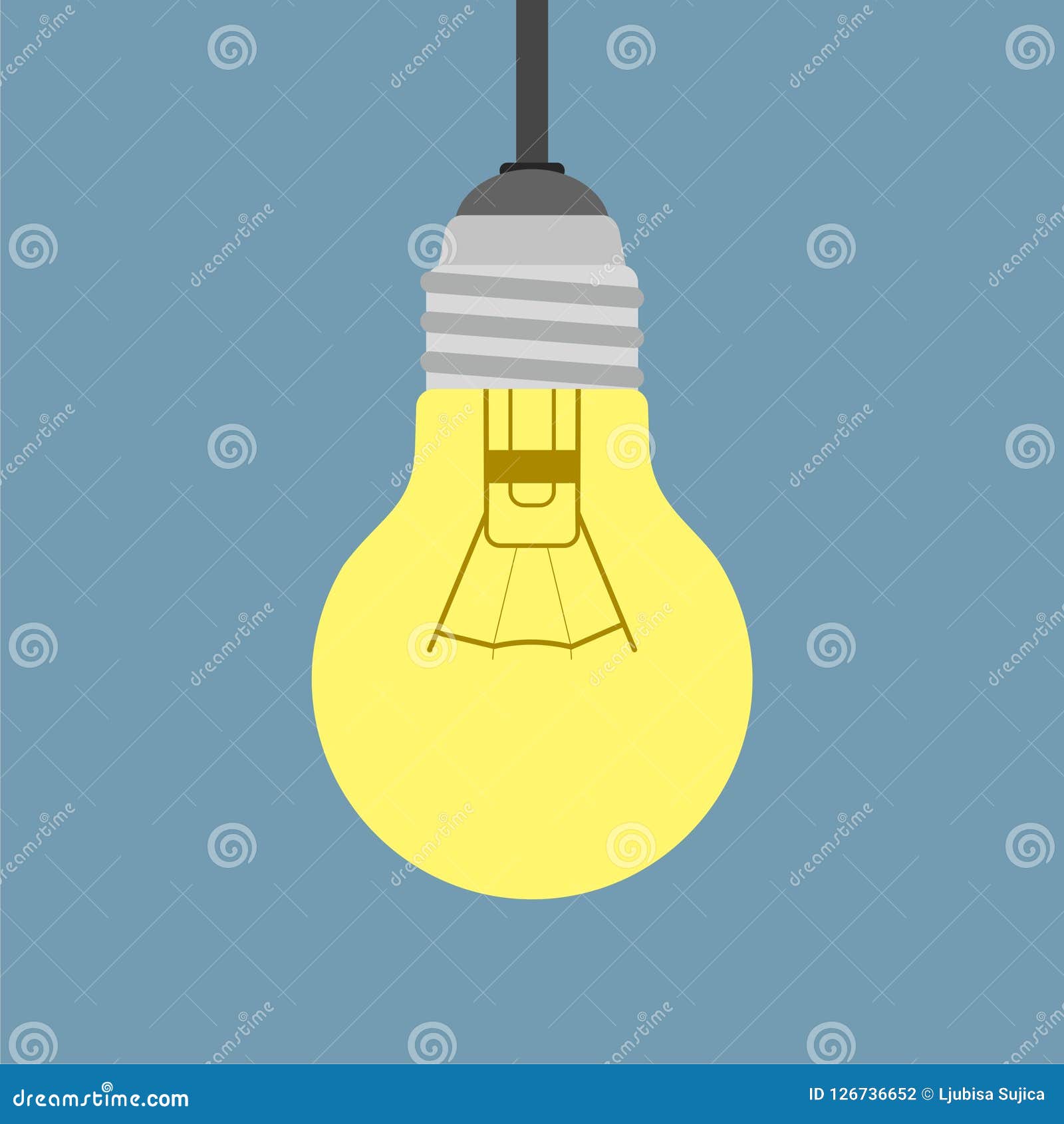Hanging Light Bulb, Simple Vector Stock Vector - Illustration of copy ...