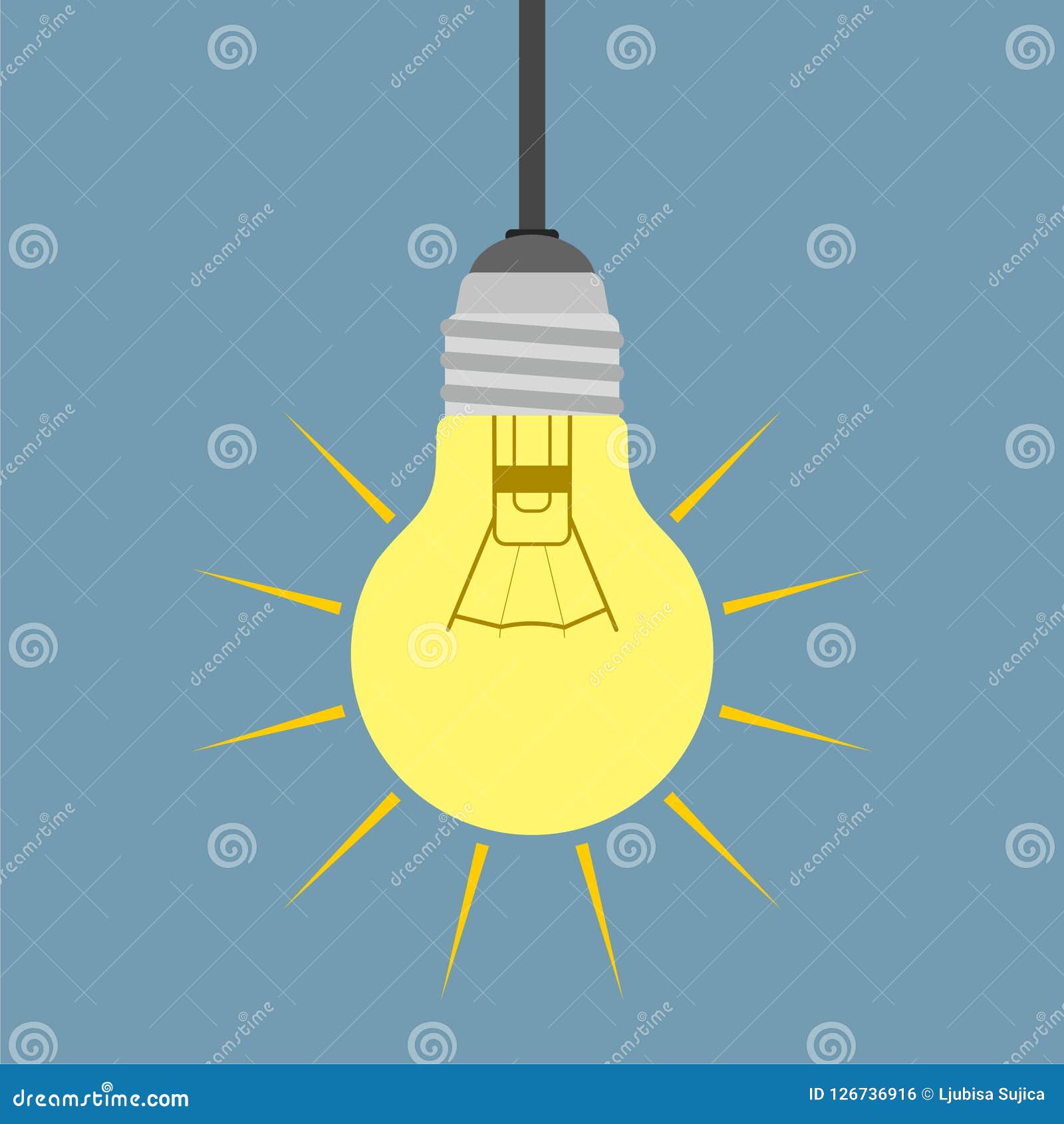 Hanging Light Bulb, Simple Vector Stock Vector - Illustration of ...
