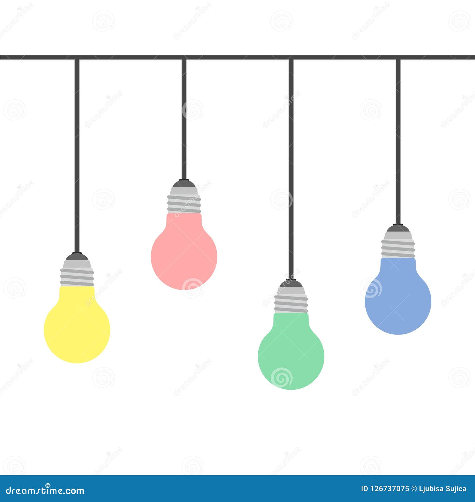 Hanging Light Bulb, Simple Vector Stock Vector - Illustration of ...