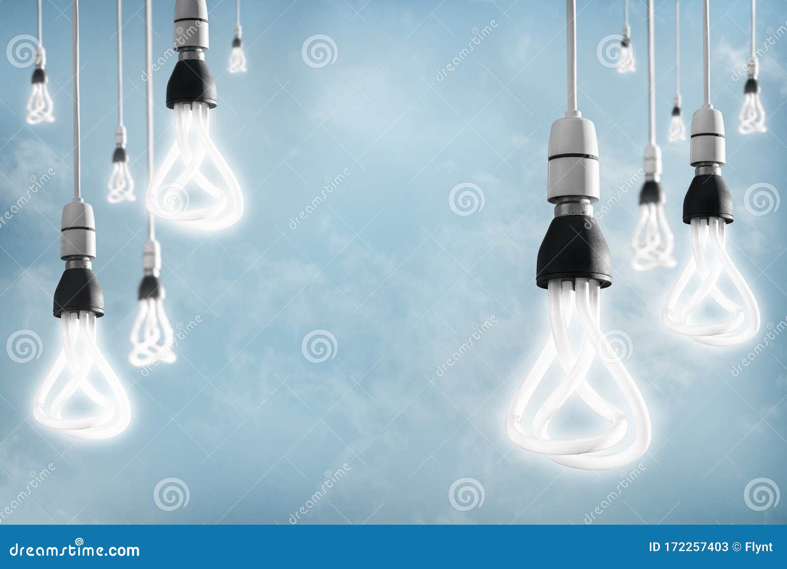 Hanging Light Bulb Background Stock Image - Image of blue, inspiration ...