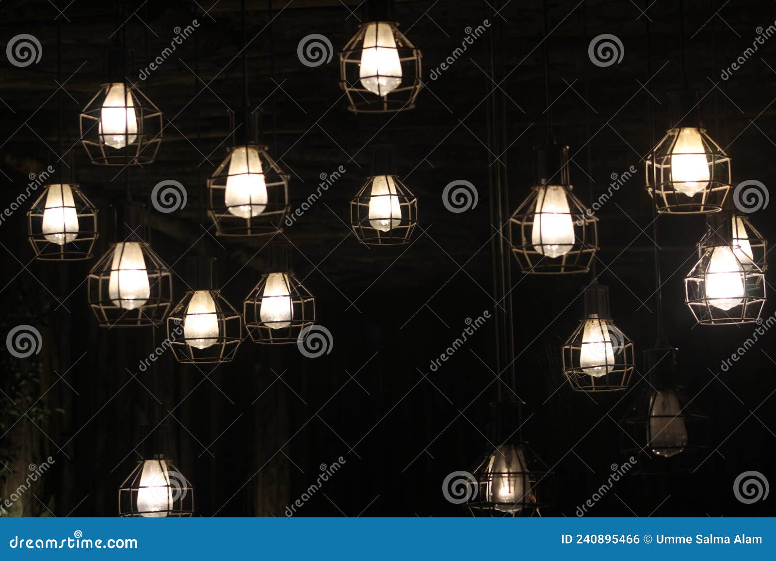 Hanging Lights All Over the Frame, Celebration Stock Photo - Image of ...