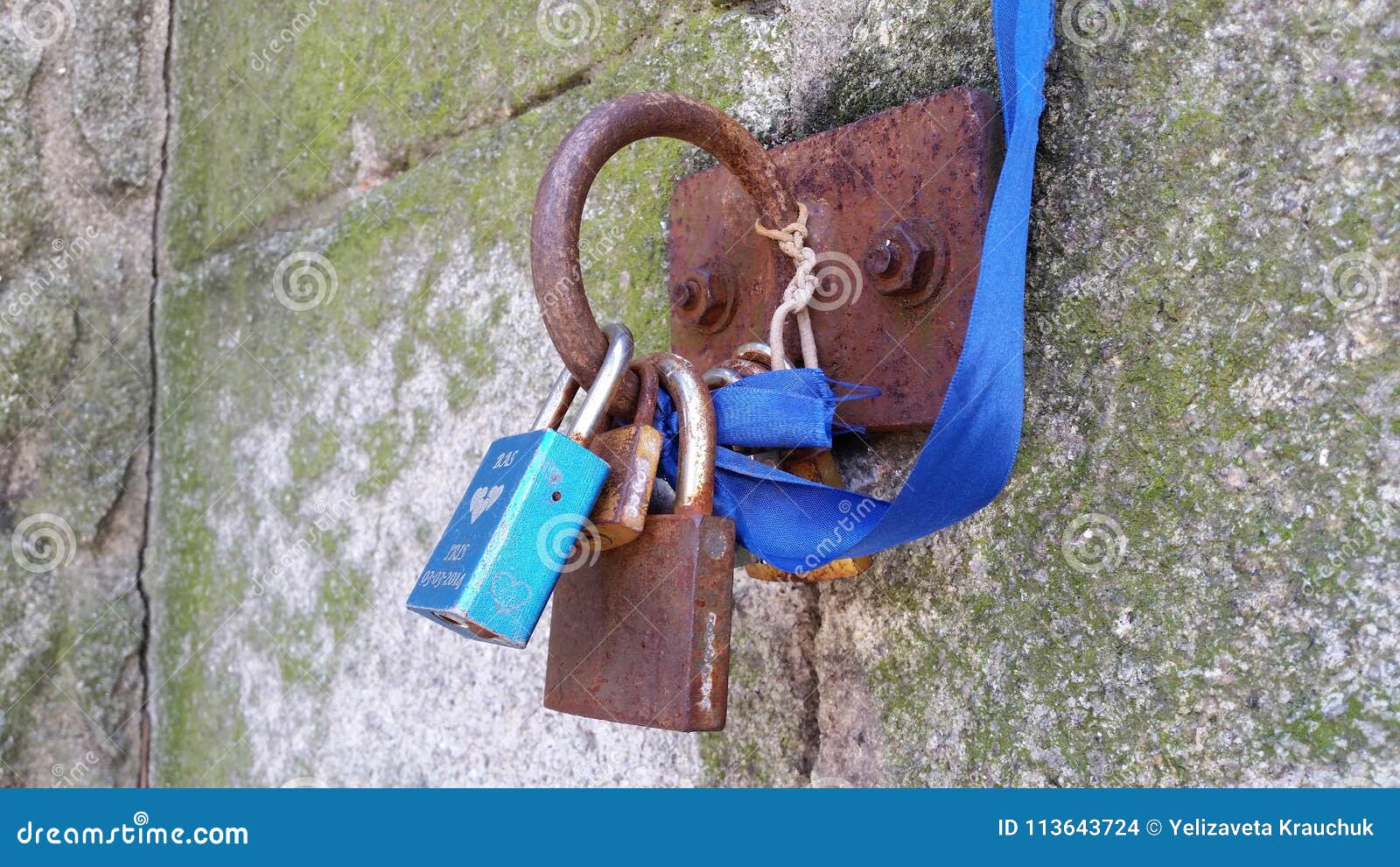 Hanging locks stock photo. Image of hanging, blue, city - 113643724
