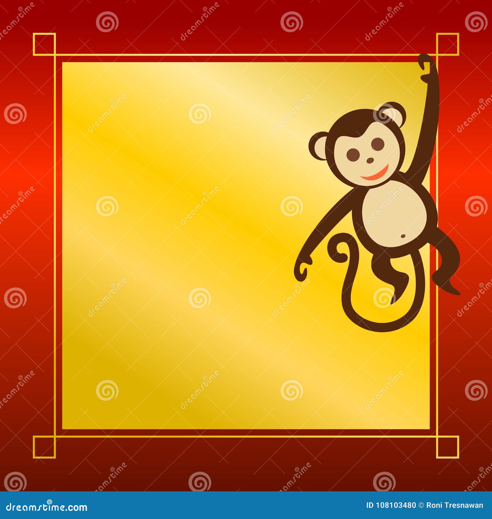 Hanging Monkey Card Greeting Graphic Design Stock Vector - Illustration ...