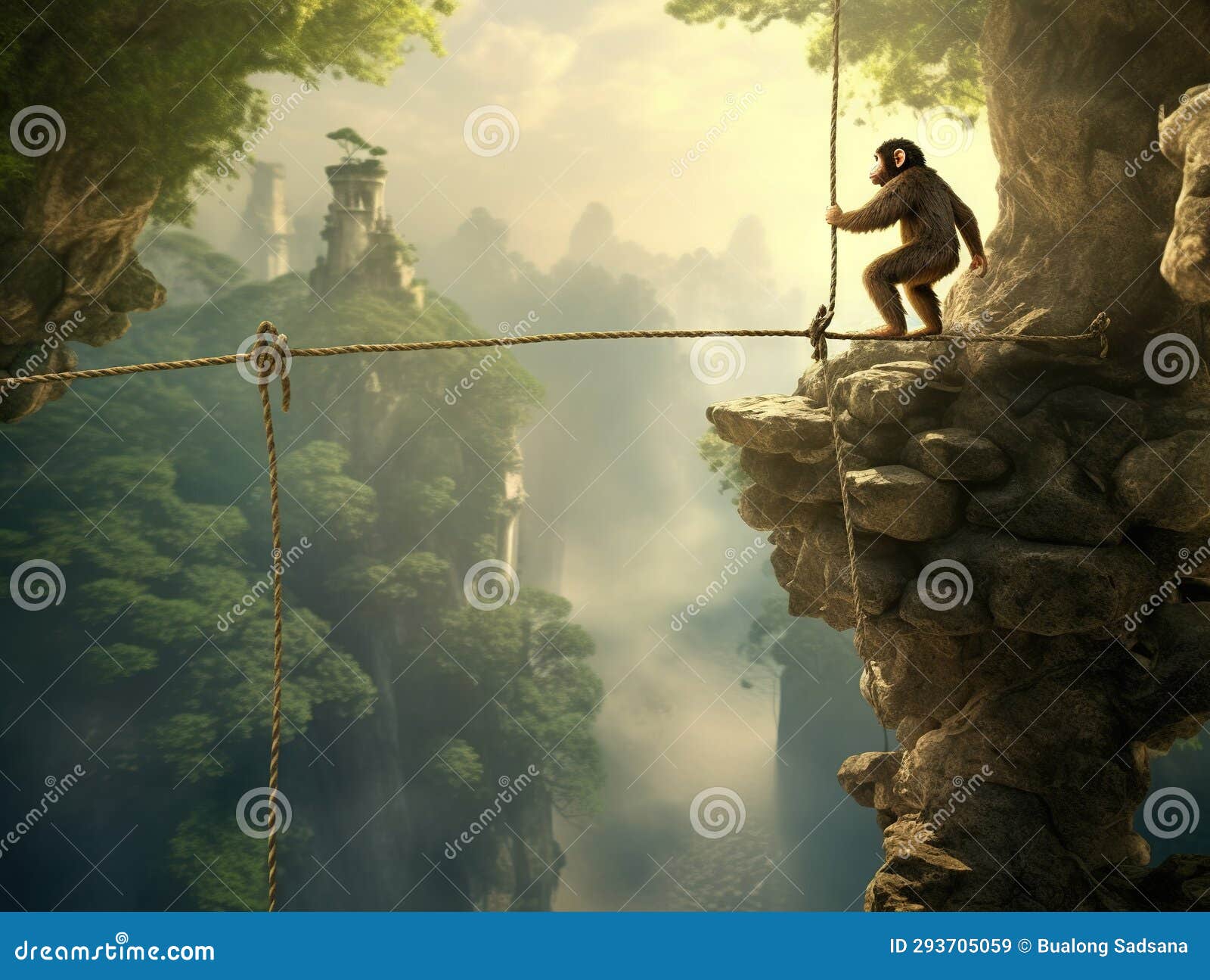 Ai Generated Illustration Wildlife Concept of Hanging Monkey Stock ...