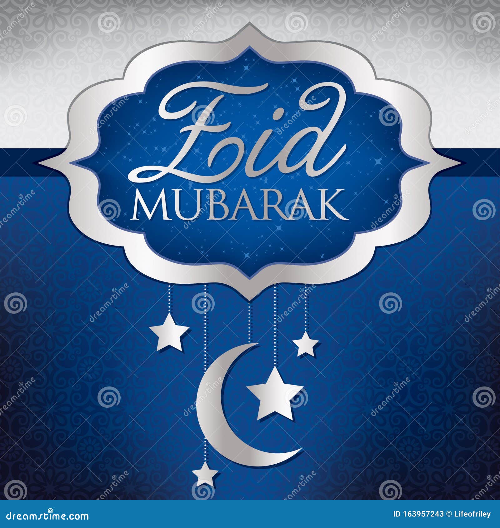 Hanging Moon Eid card stock vector. Illustration of allah - 163957243