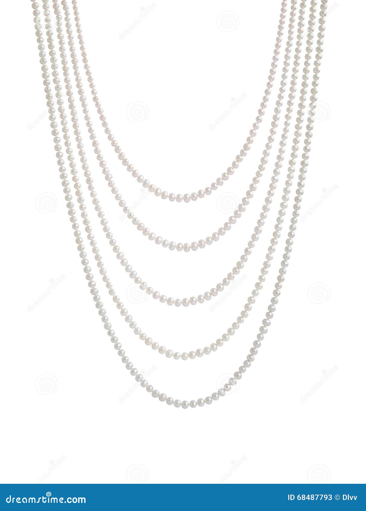Hanging Natural Pearl Necklace, Five Rows Stock Image - Image of ...