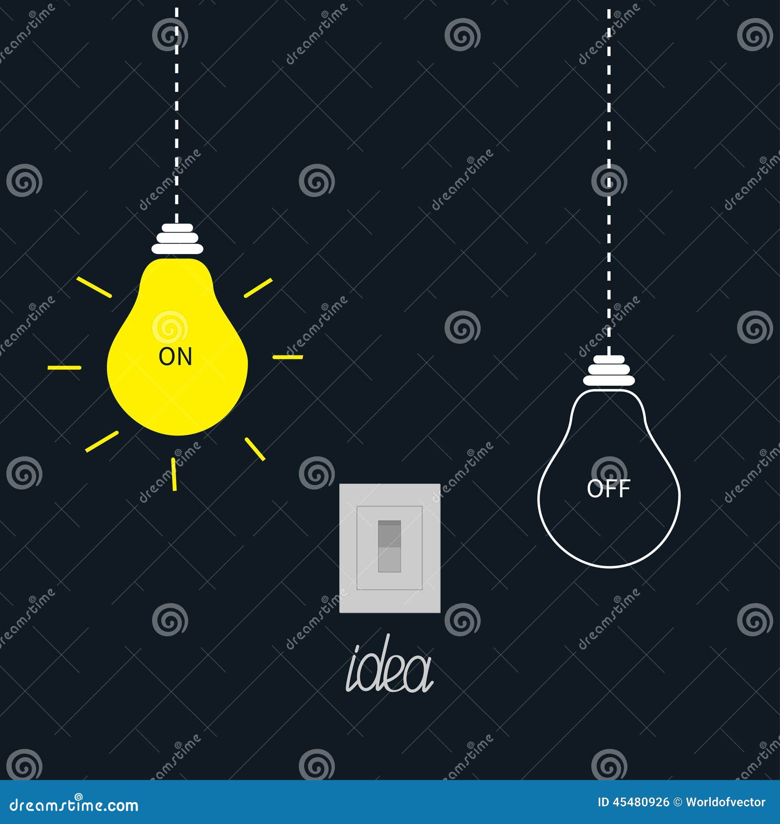 Hanging on and Off Light Bulbs with Tumbler Switch. Idea Concept. Flat ...