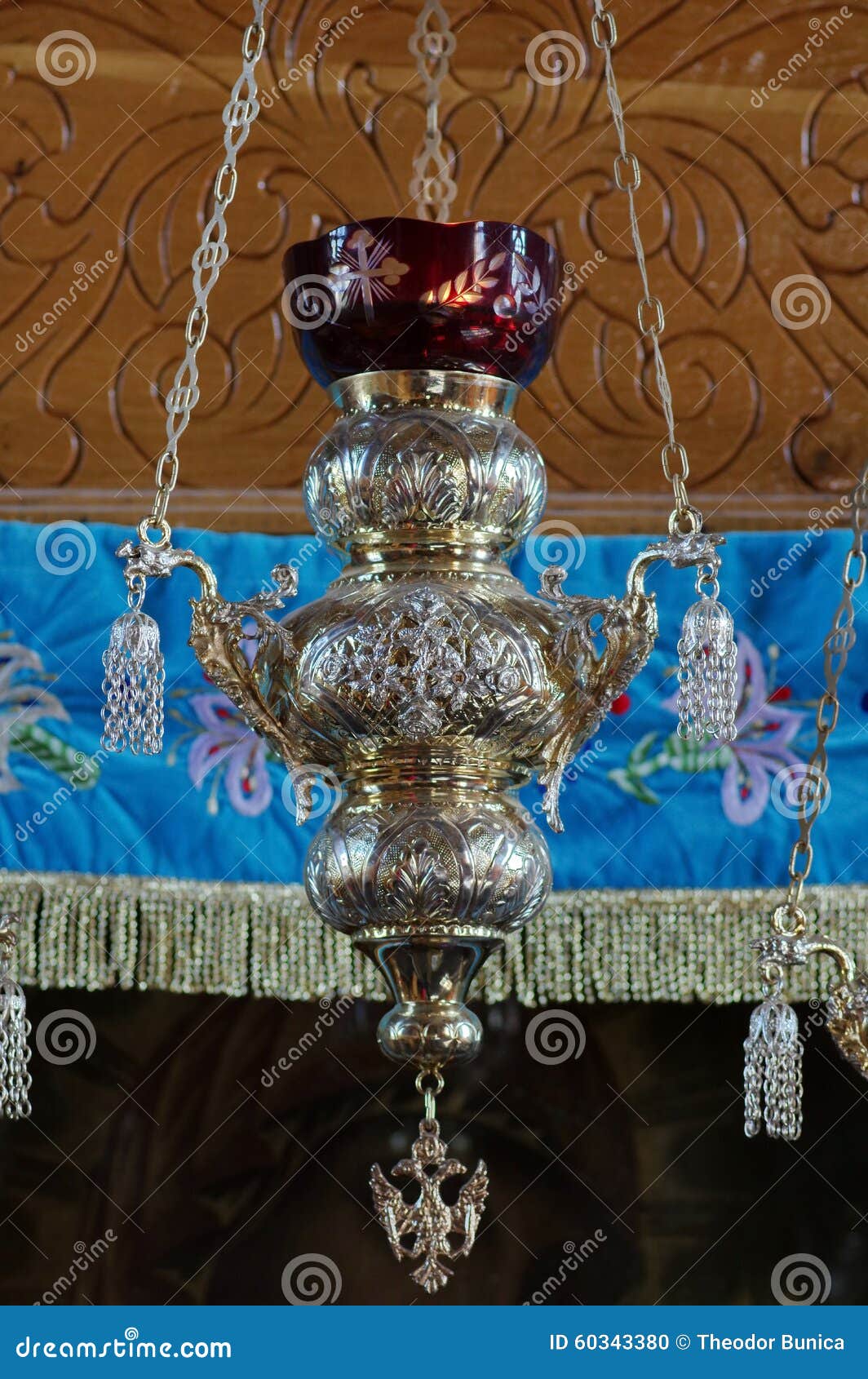 Orthodox Church. Silver Hanging Oil Lamp - Bujoreni Monastery, Landmark ...