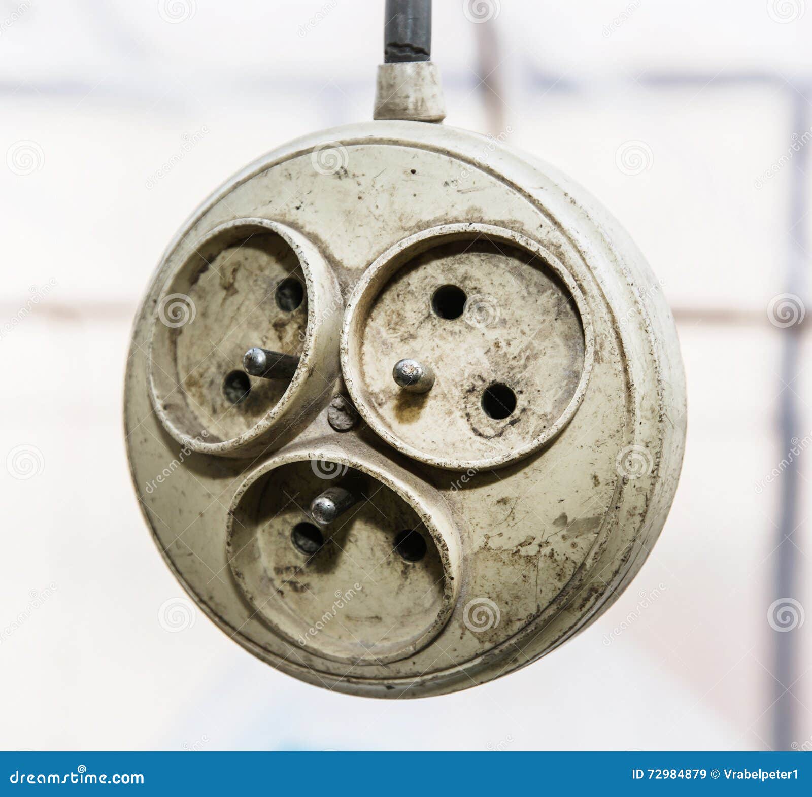 Hanging Old Dirty Multiple Electrical Outlet Stock Image - Image of ...