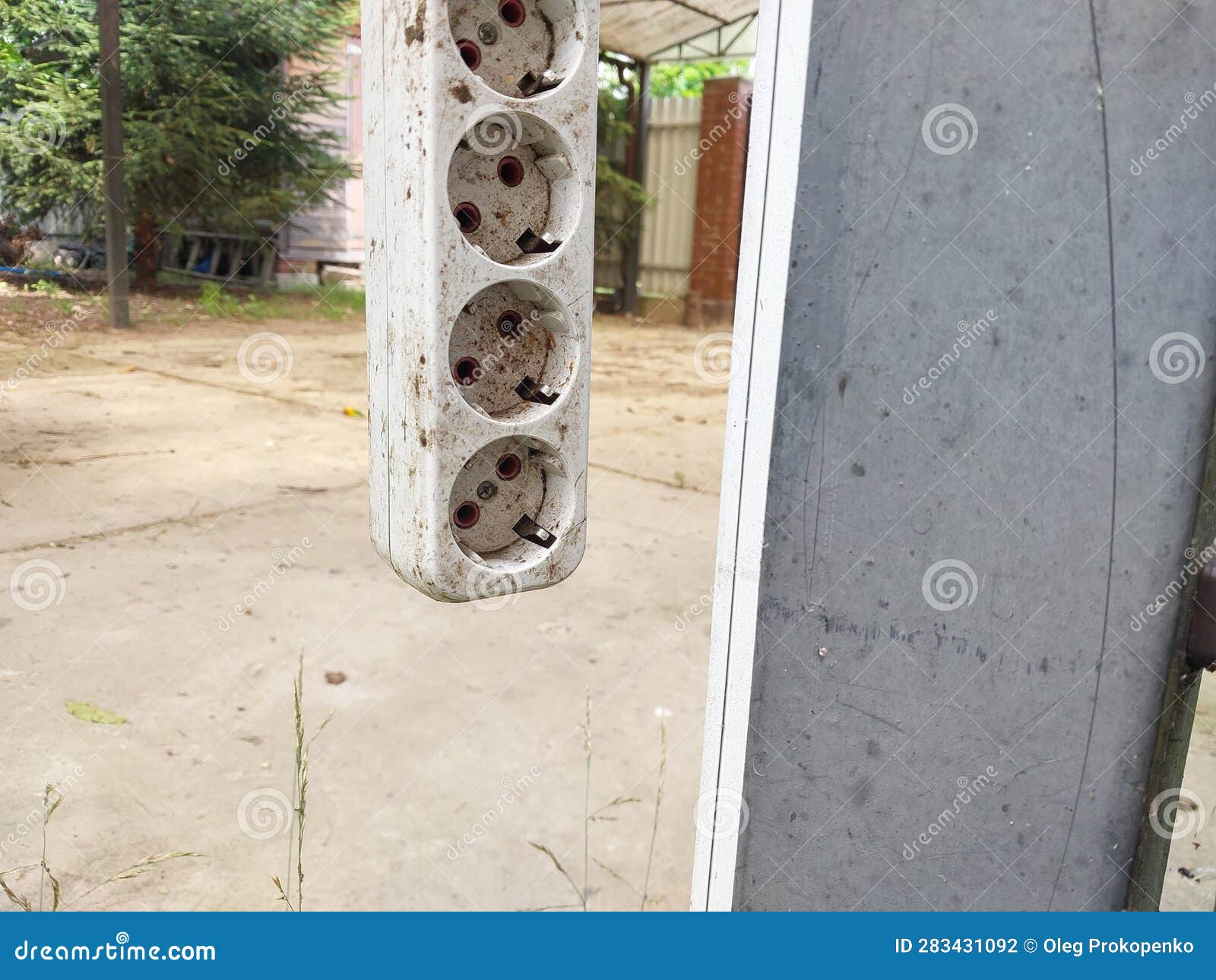 Hanging an Old Electrical Adapter Extension Cord Stock Photo - Image of ...