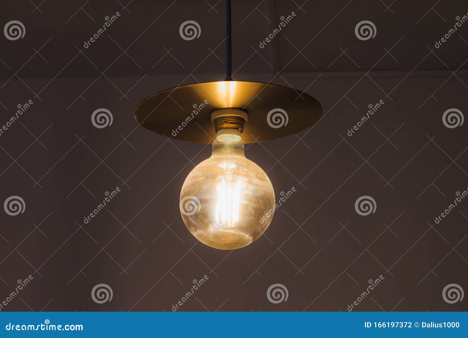 Hanging Old Retro Style Lamp with a Big Light Bulb Stock Photo - Image ...