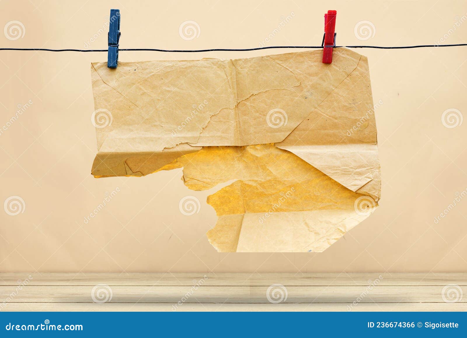 Hanging Old Torn Blank Envelope with Clothesline Stock Photo - Image of ...
