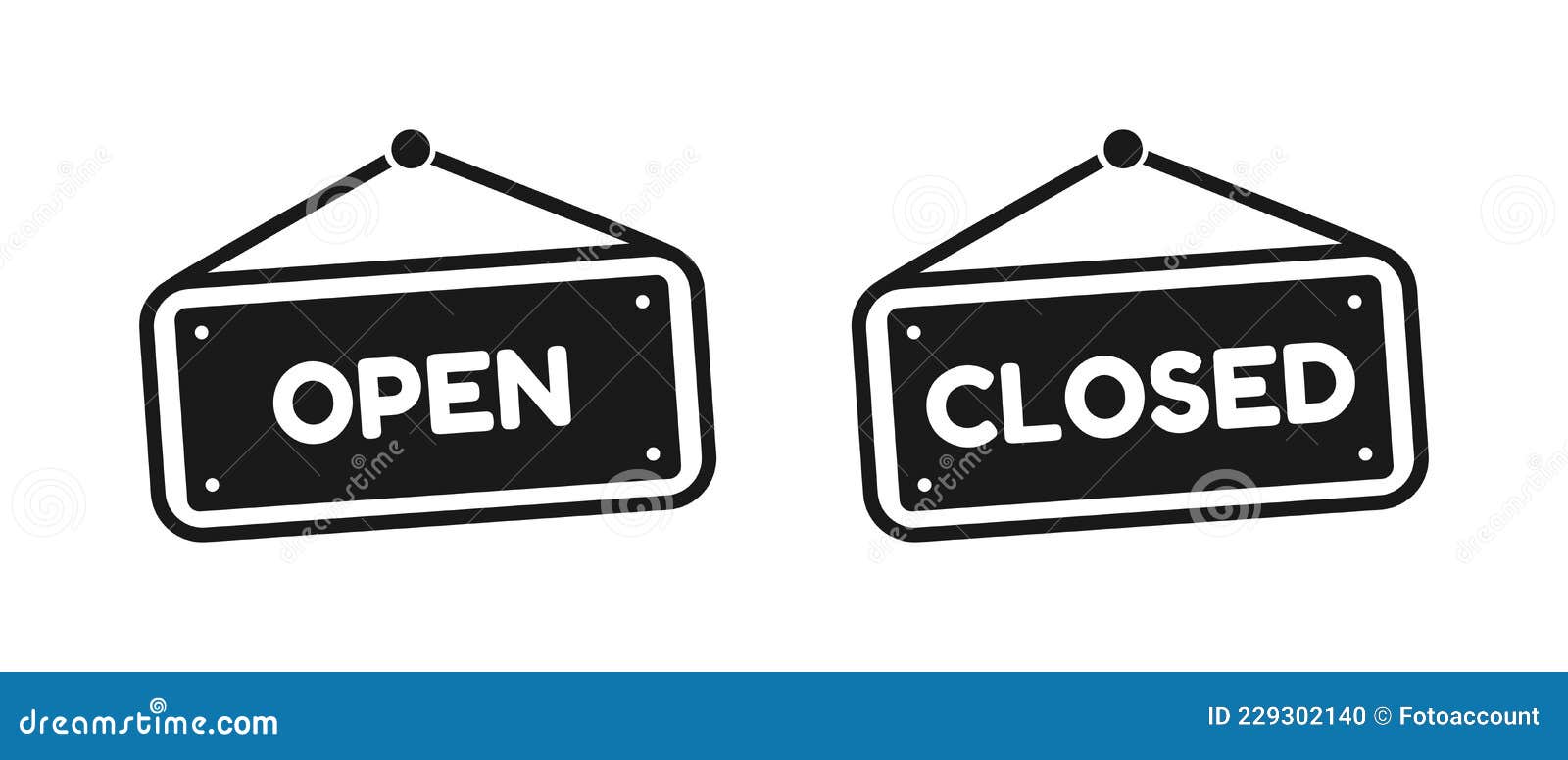 Hanging Open and Closed Signs - Vector Illustration Icons - Isolated on ...