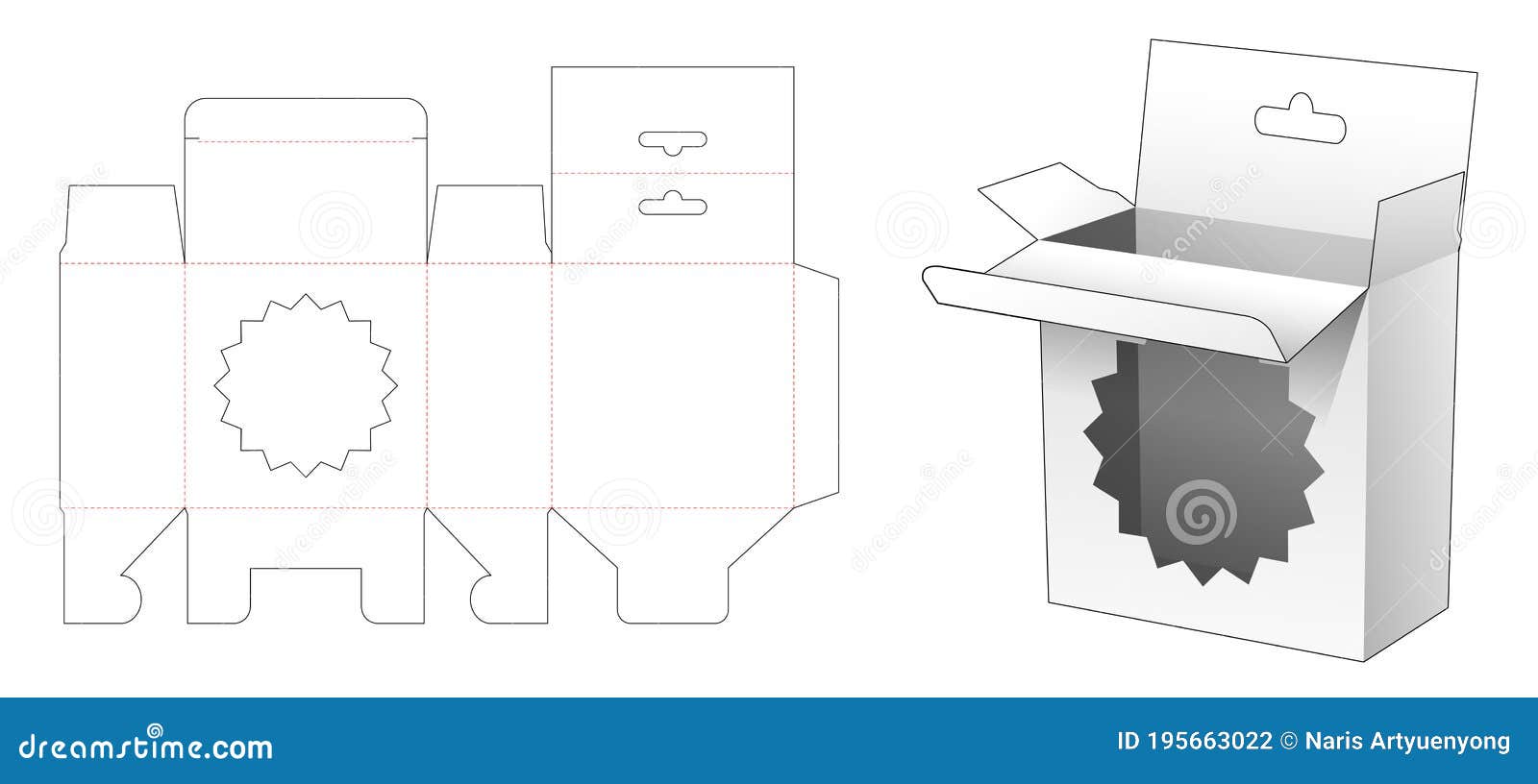 Hanging Packaging with Multi-pointed Star Window Die Cut Template Stock ...