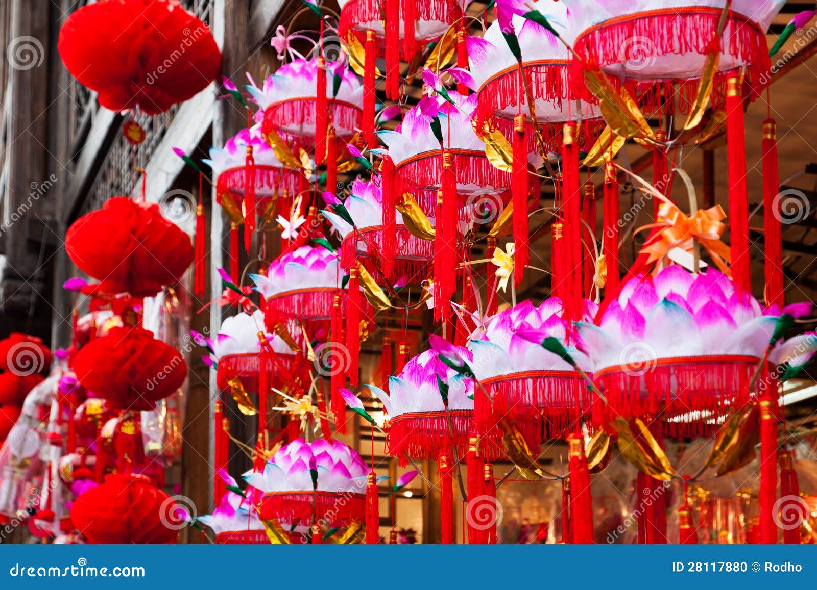 Hanging Paper Lotus Festival Lanterns Stock Photo - Image of hanging ...