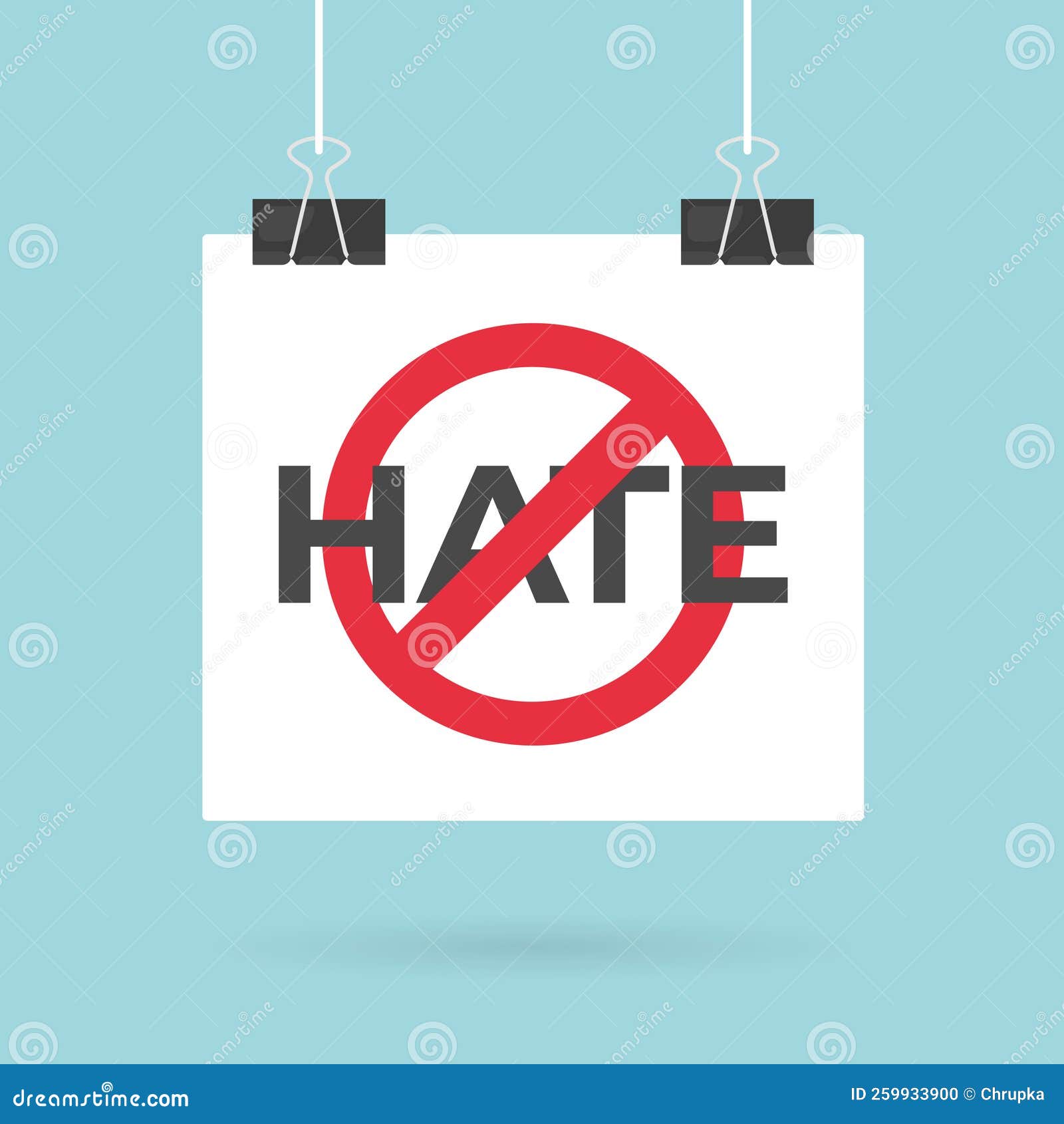 Hanging Paper with No Hate Concept Stock Vector - Illustration of ...