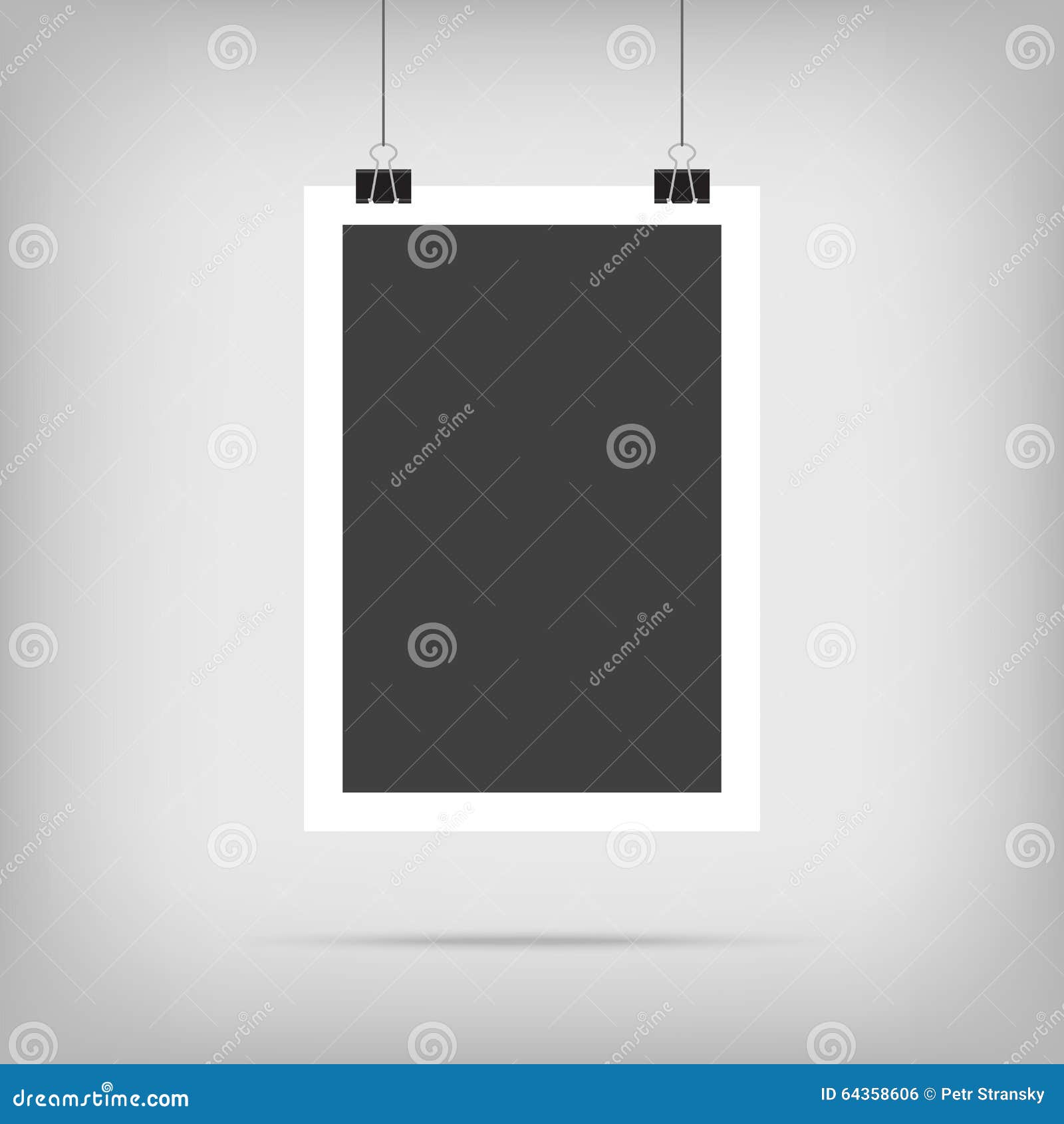 Hanging Paper Sign with Paperclips and Shadow Stock Vector ...
