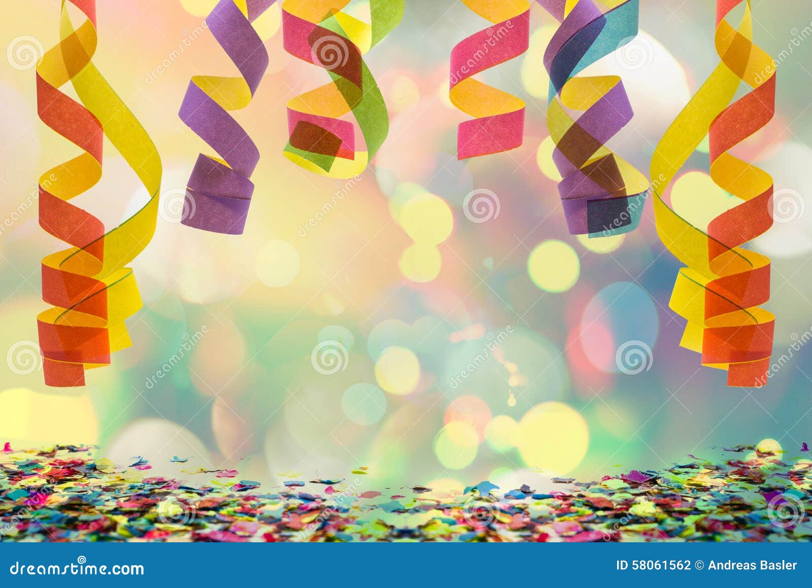Hanging Paper Streamer and Confetti Stock Illustration - Illustration ...