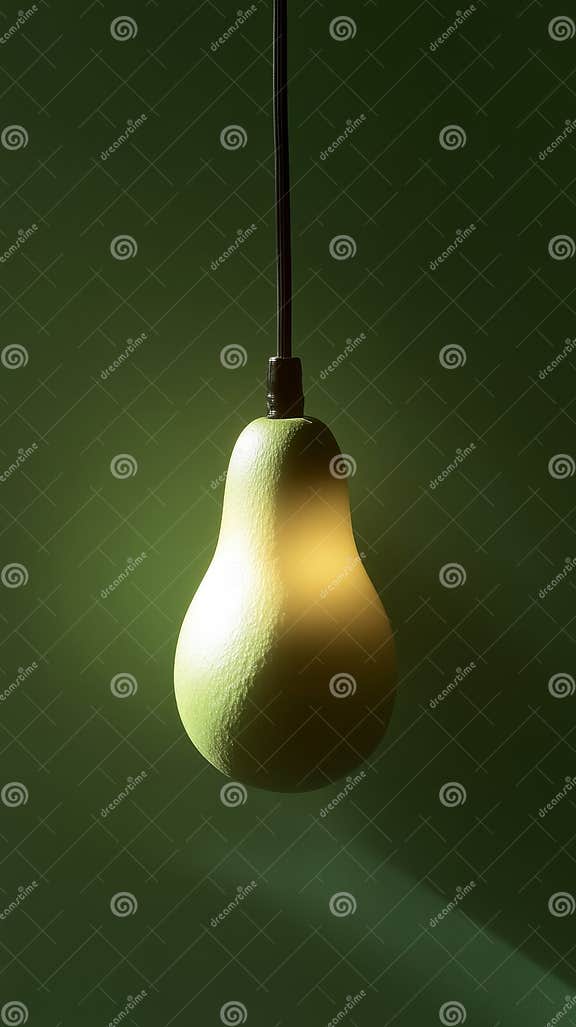 Hanging Pear-shaped Light Bulb on Green Background Stock Photo - Image ...