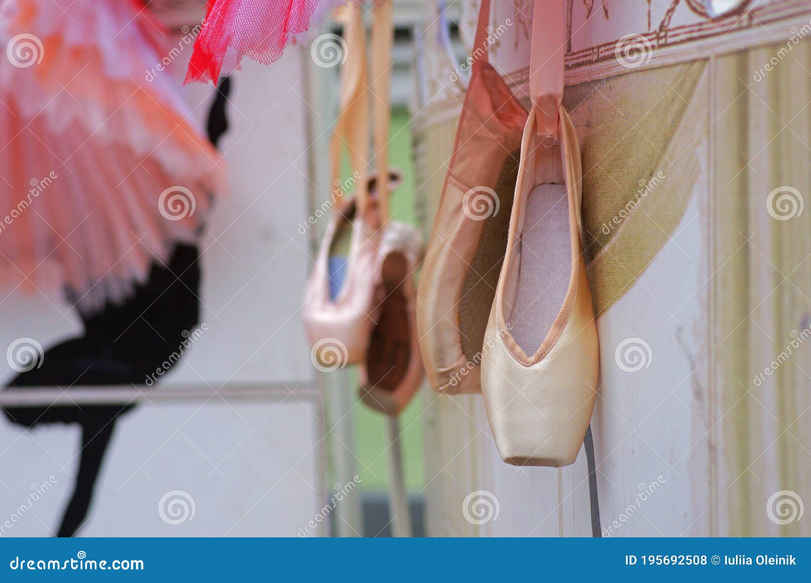 Hanging Pink Ballet Shoes Pointes Stock Photo - Image of performance ...