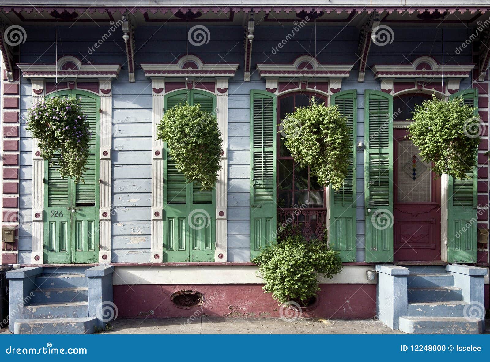 Hanging Plants in Front of House in New Orleans Stock Photo - Image of ...