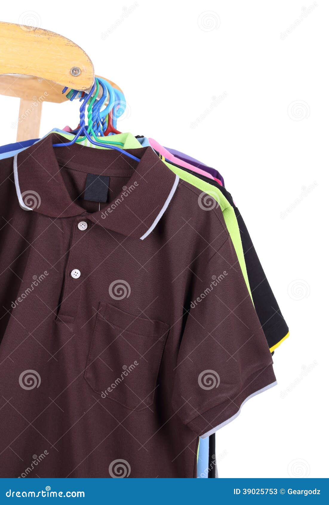Hanging Polo shirt stock image. Image of closet, hangers - 39025753
