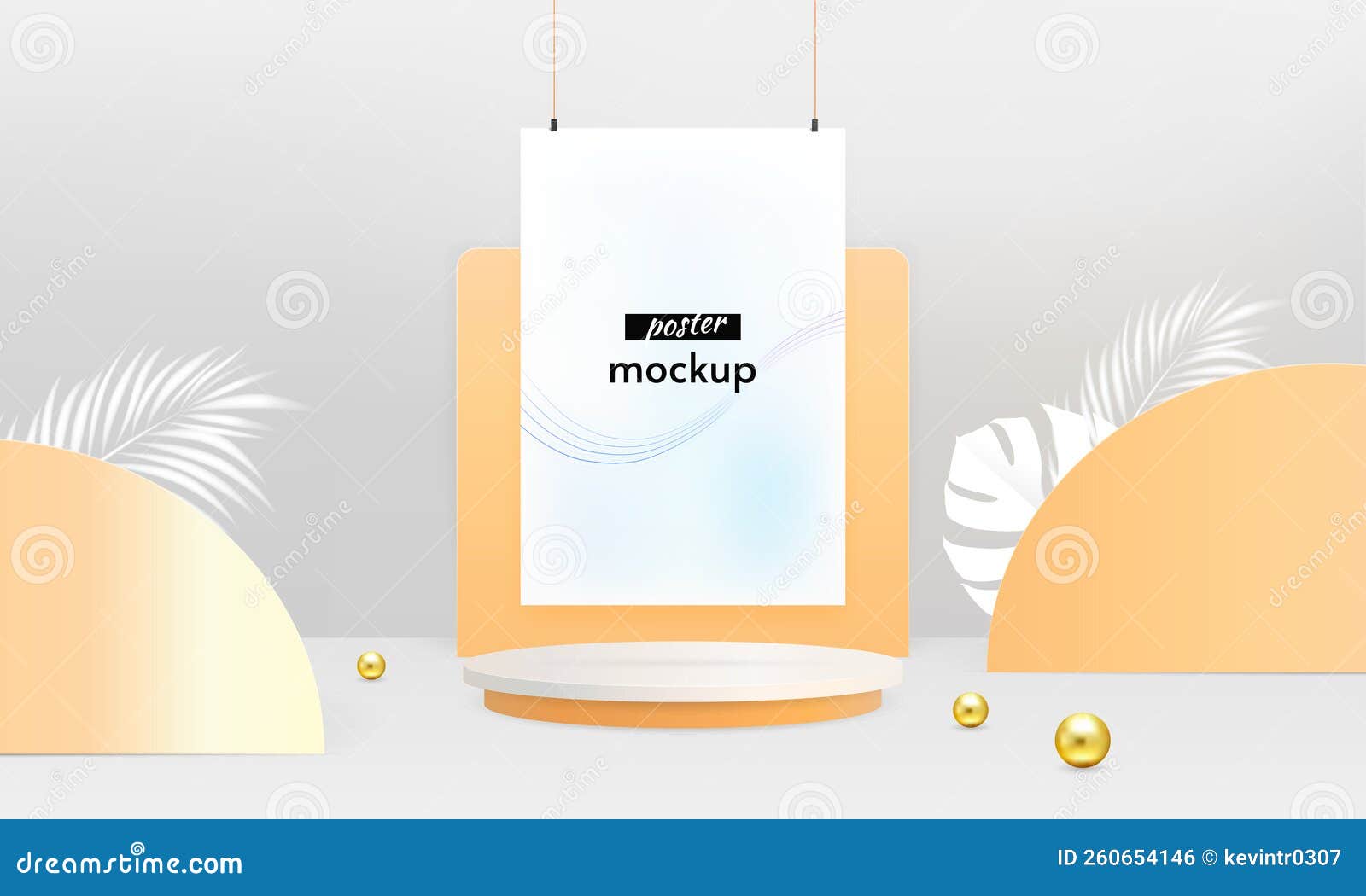 Hanging Poster Mockup on Podium Background Stock Vector - Illustration ...