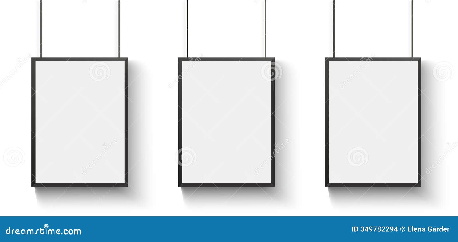 Hanging Posters Mockup. Empty Poster Template for Presentation. Vector ...