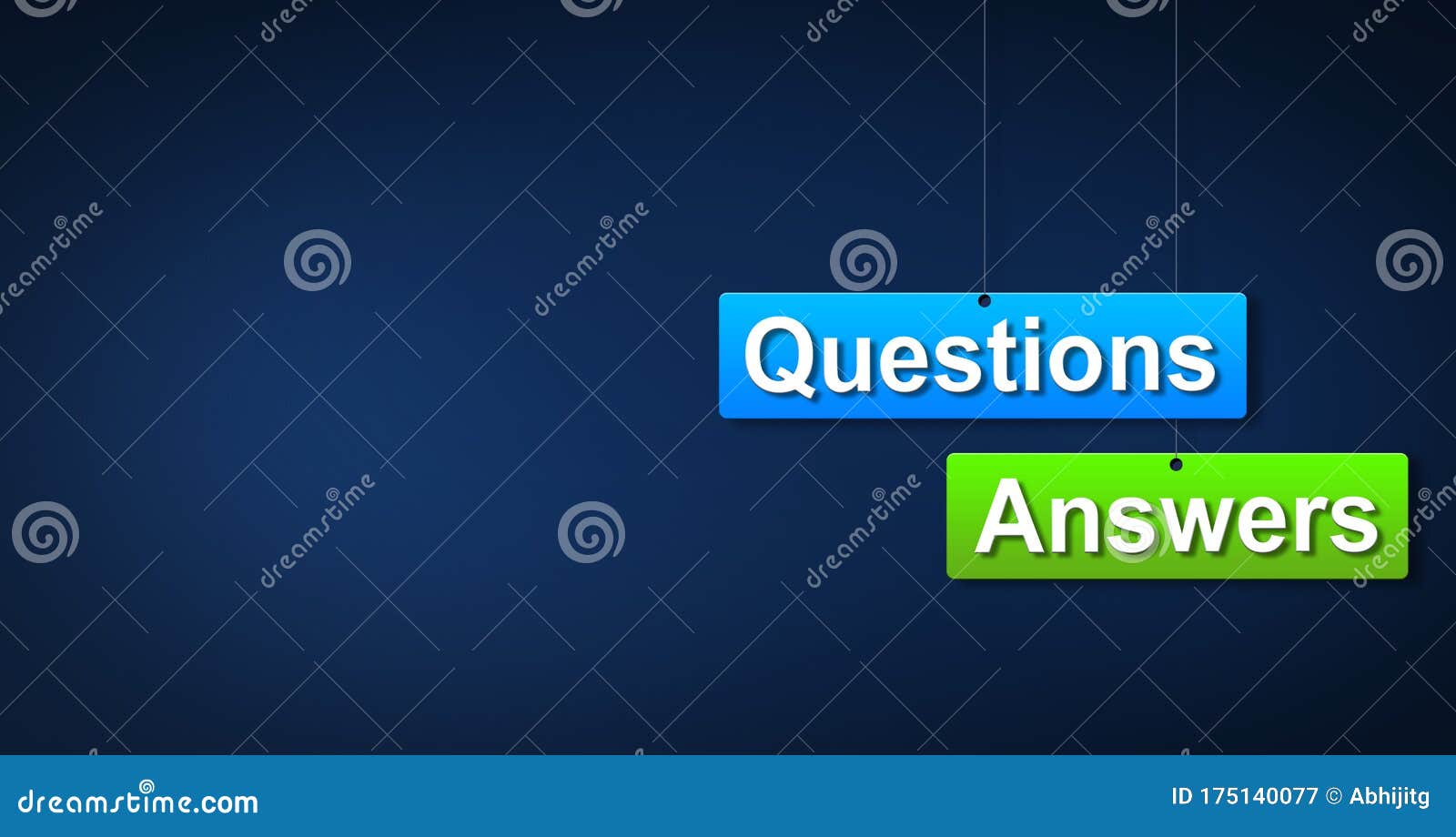 Hanging Question and Answer Concept on Blue Background, Digital ...
