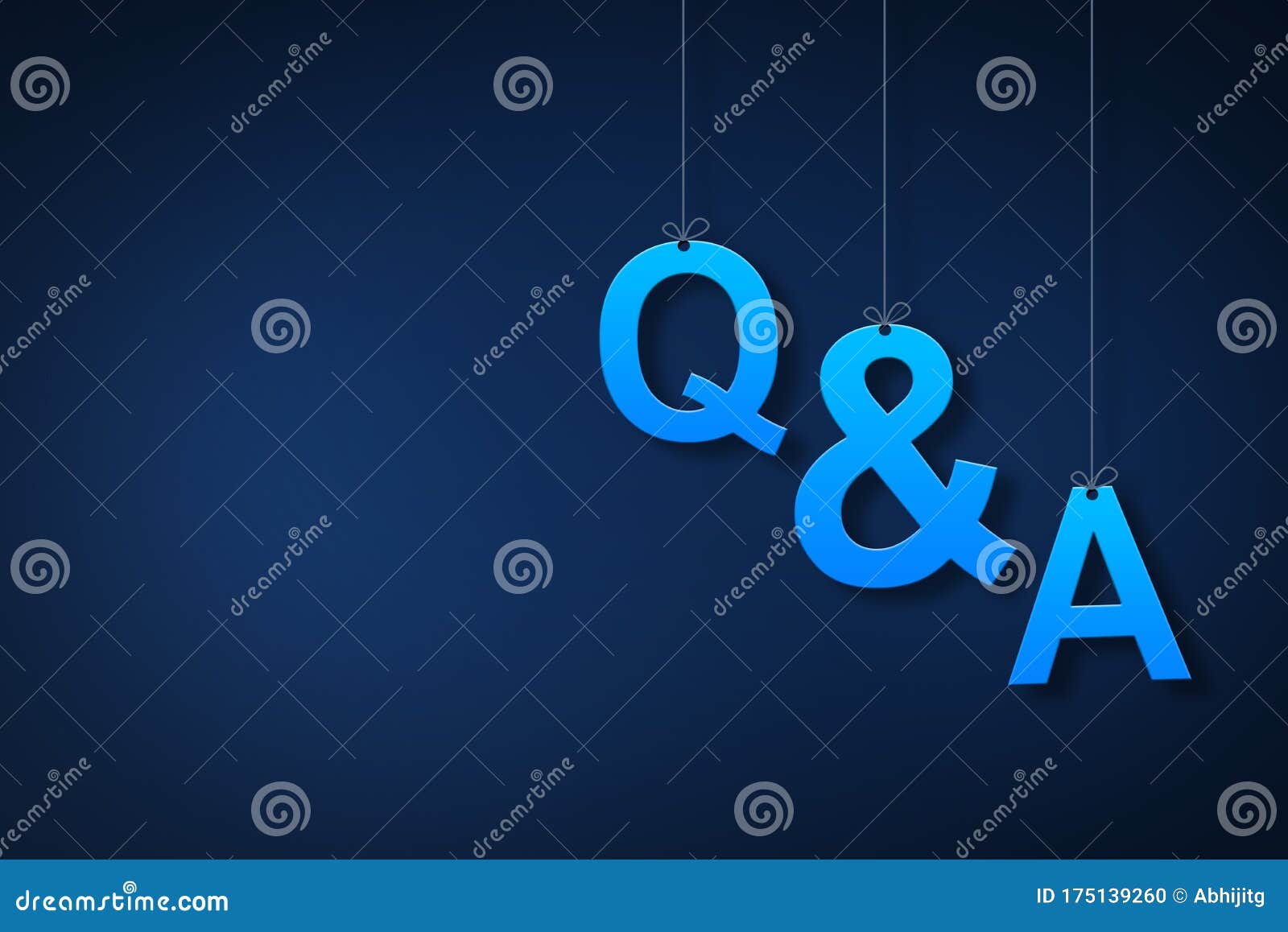 Hanging Question and Answer Concept on Blue Background, Digital ...