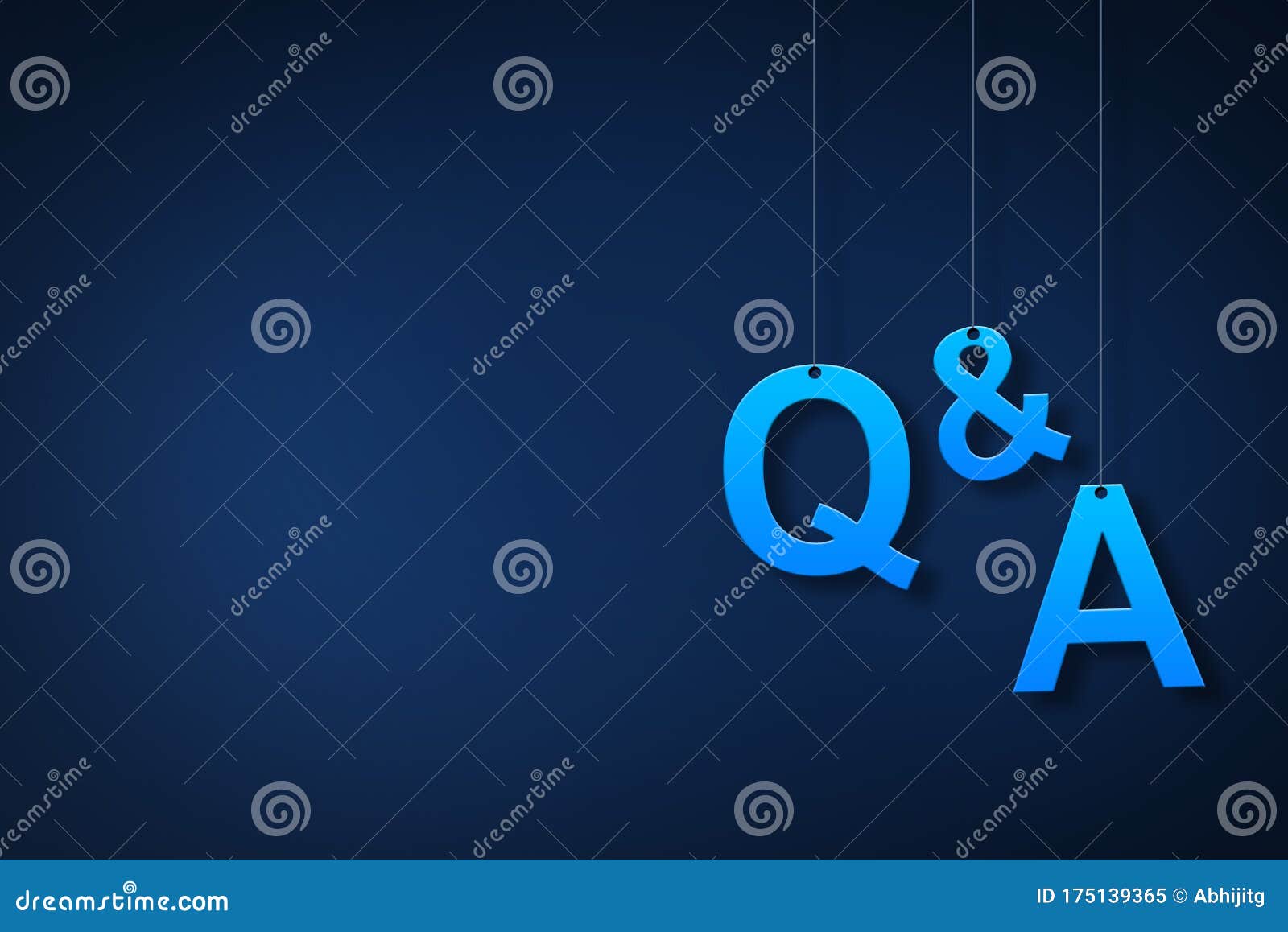 Hanging Question and Answer Concept on Blue Background, Digital ...