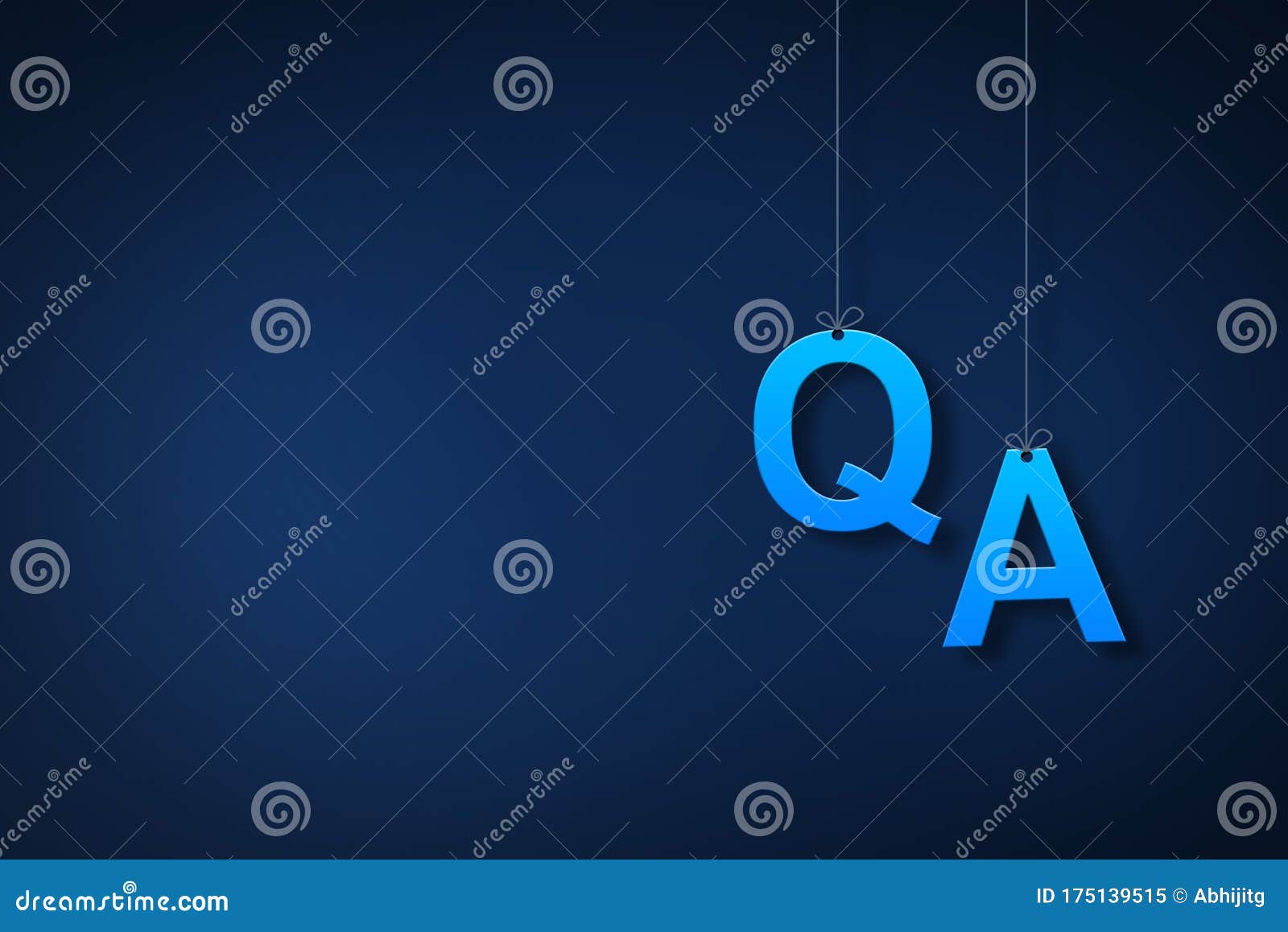 Hanging Question and Answer Concept on Blue Background, Digital ...