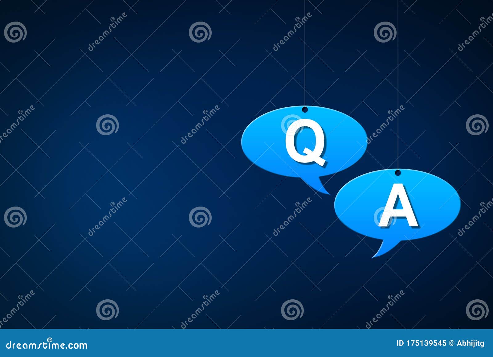 Hanging Question and Answer Speech Bubble Concept on Blue Background ...