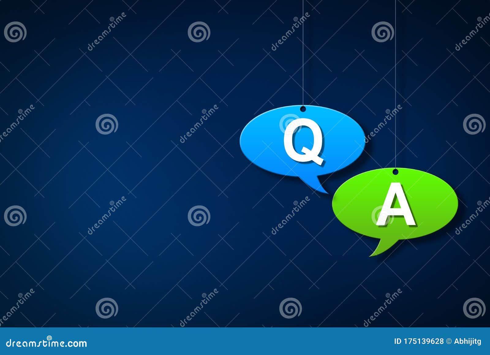 Hanging Question And Answer Concept On Blue Background, Digital ...