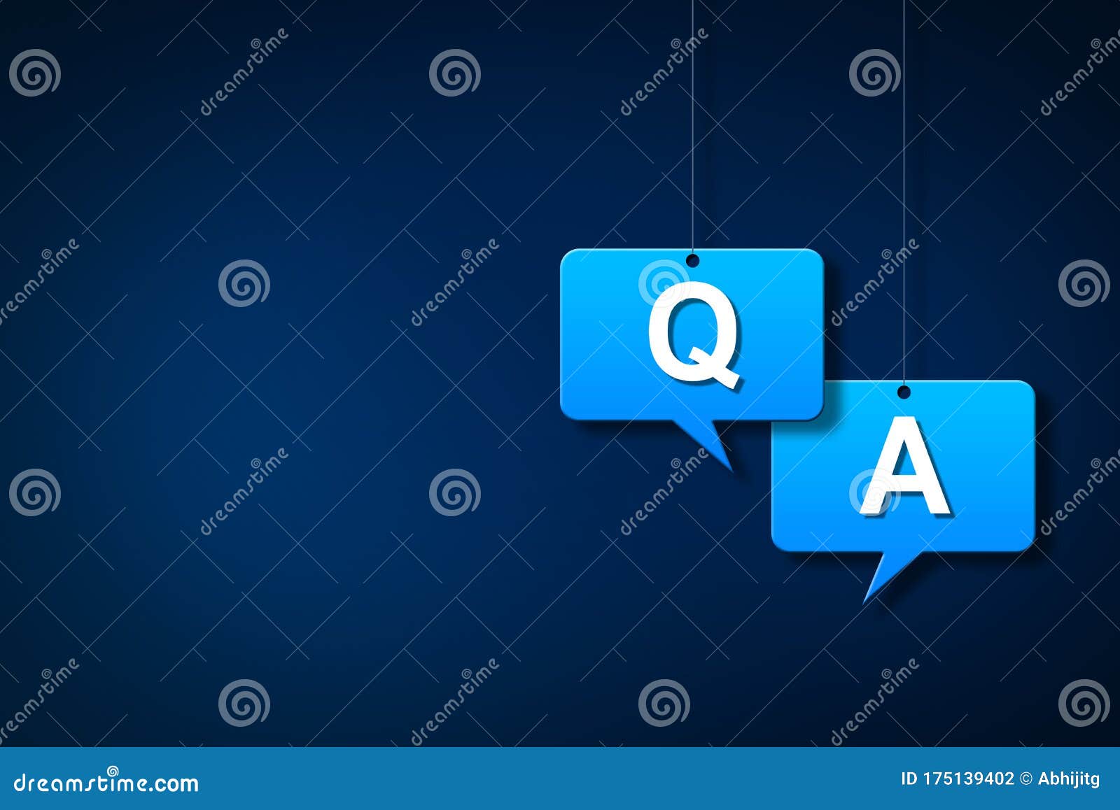 Hanging Question And Answer Concept On Blue Background, Digital ...